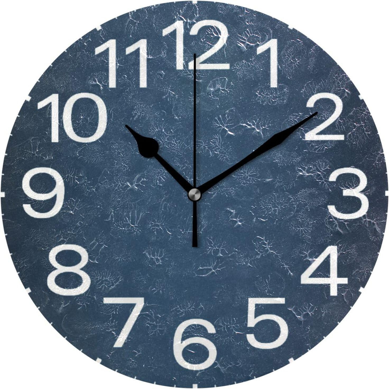 GZHJMY Dark Blue Solid Wall Clock,Silent Non Ticking 10 Inch Battery ...