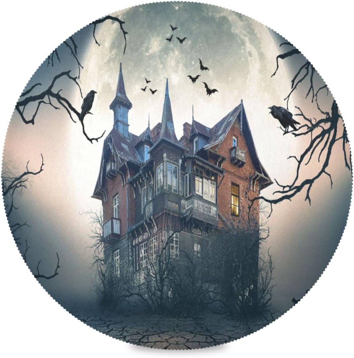 GZHJMY Dark Haunted House Round Placemats Set of 4 Polyester Table Mat ...