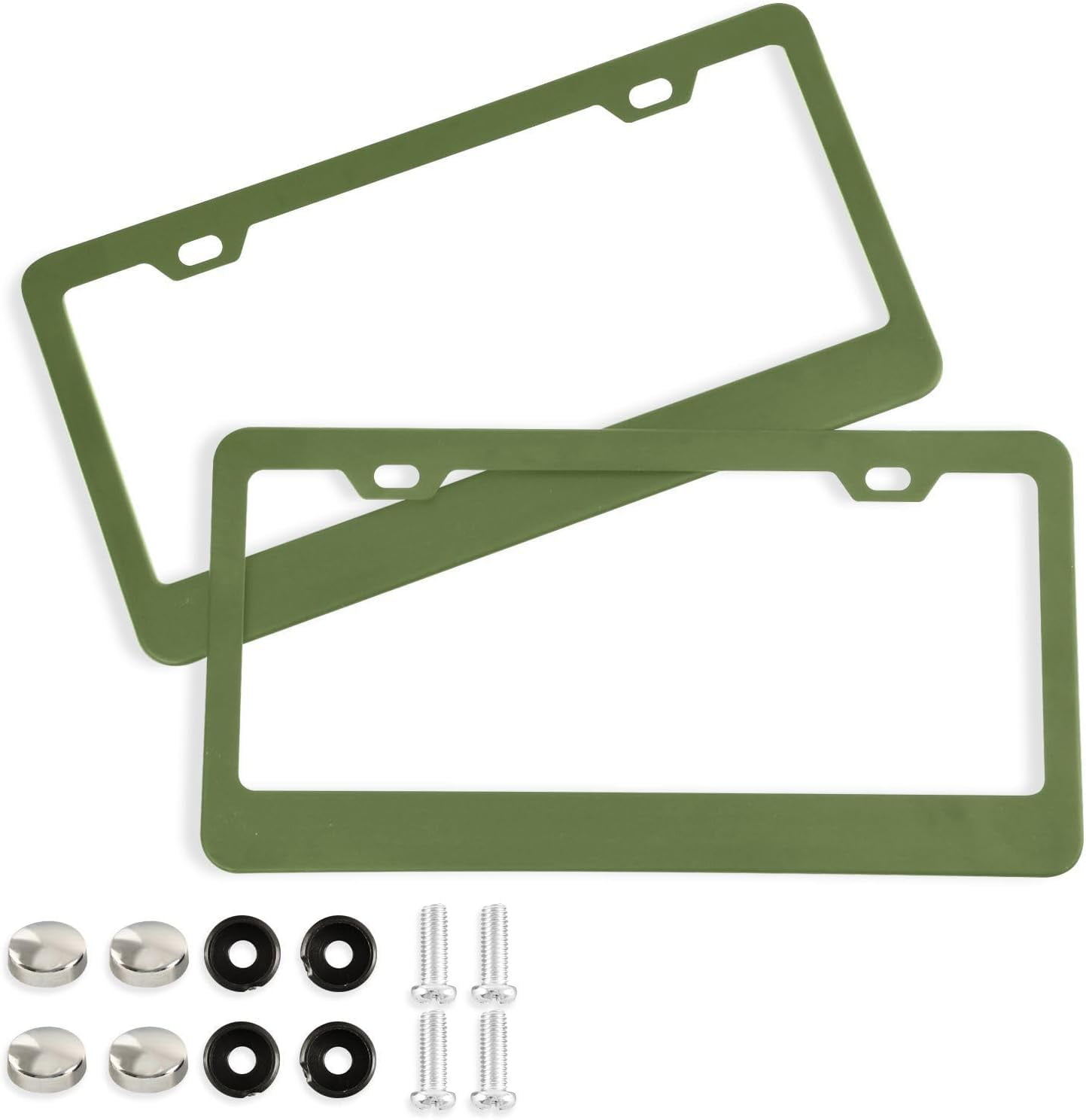 GZHJMY Dark Olive Green Solid Color License Plate Frames 2pcs ...