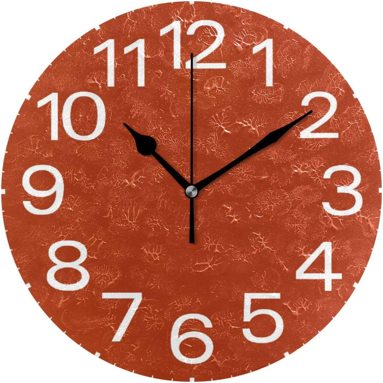 GZHJMY Dark Red Wall Clock,Silent Non Ticking 10 Inch Battery Operated ...