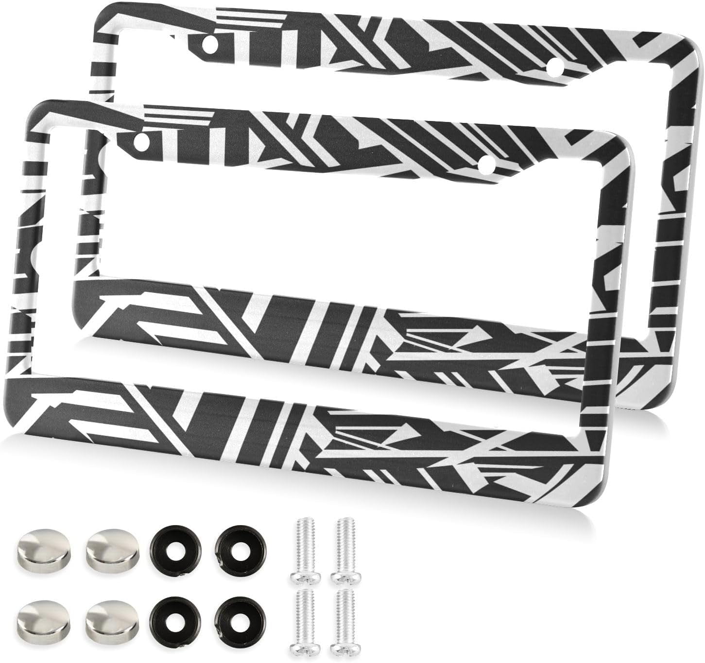 GZHJMY Dazzle Camouflage License Plate Frame 2 PCs Universal Aluminum ...