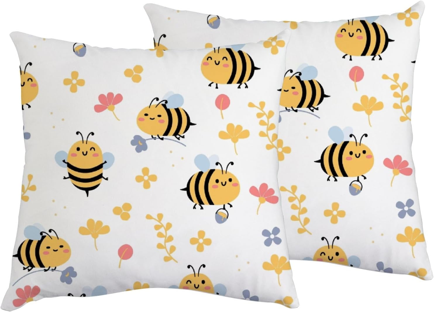 GZHJMY Decorative Throw Pillow Covers Set of 2, Cute Flying Bees Soft ...