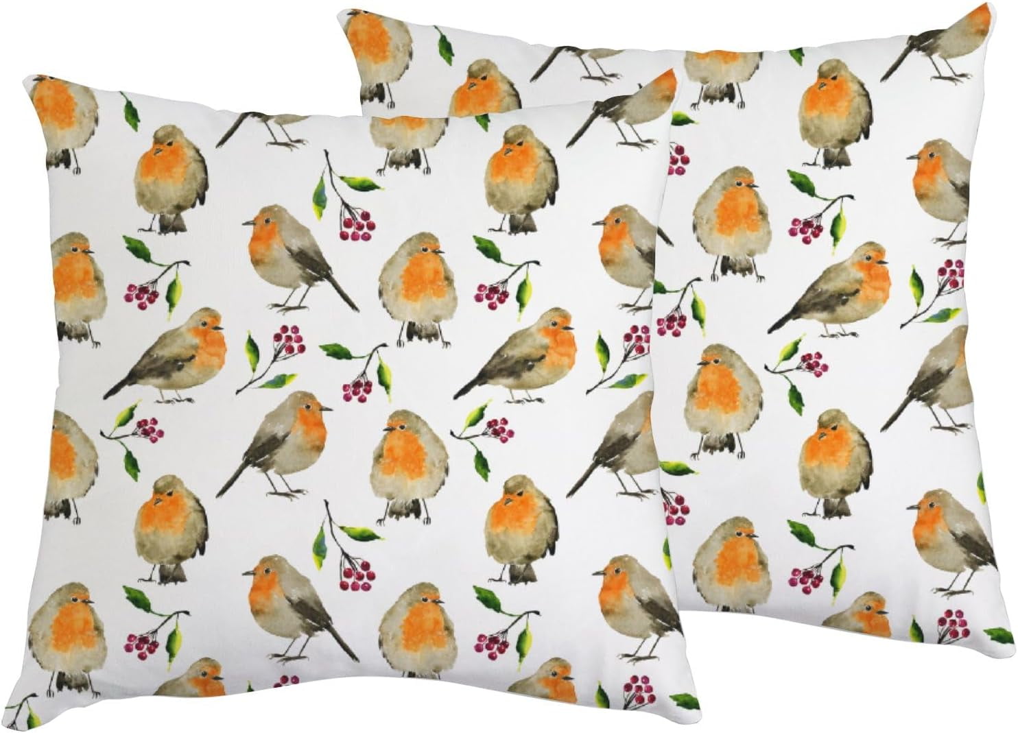 GZHJMY Decorative Throw Pillow Covers Set of 2, Cute Robin Bird Red ...