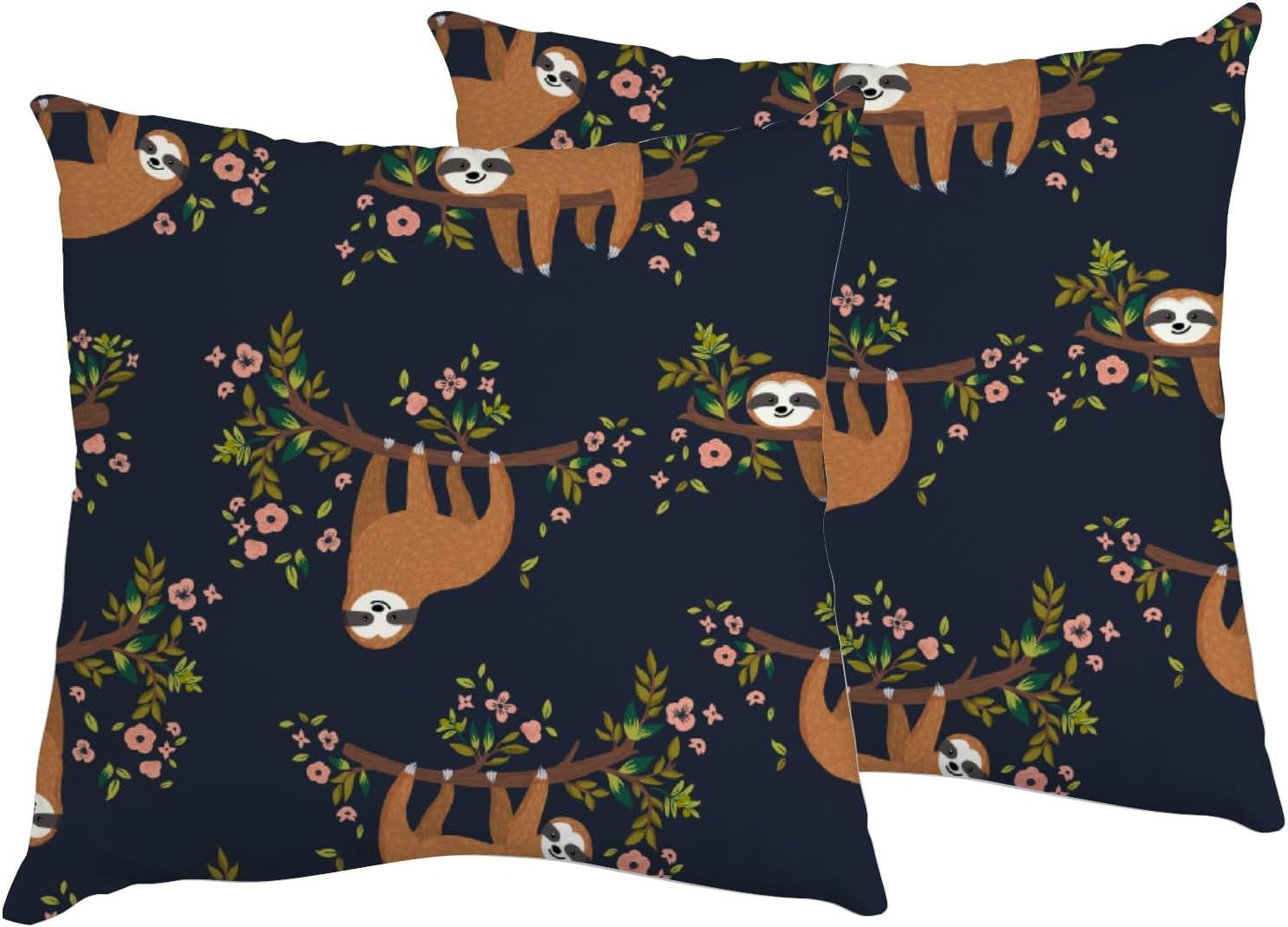 GZHJMY Decorative Throw Pillow Covers Set of 2, Cute Sloth on Tree Soft ...