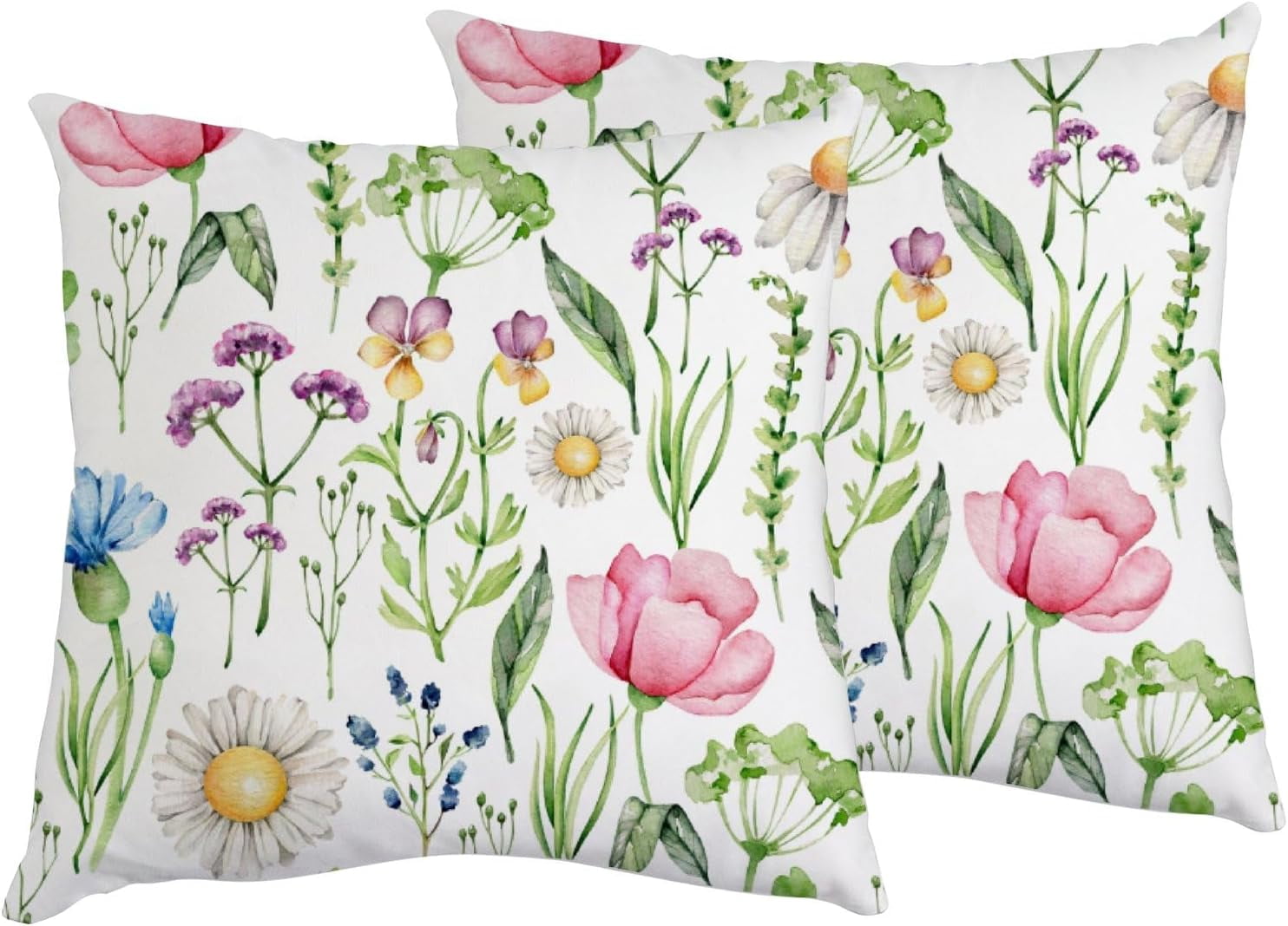 GZHJMY Decorative Throw Pillow Covers Set of 2, Field Flowers Meadow ...