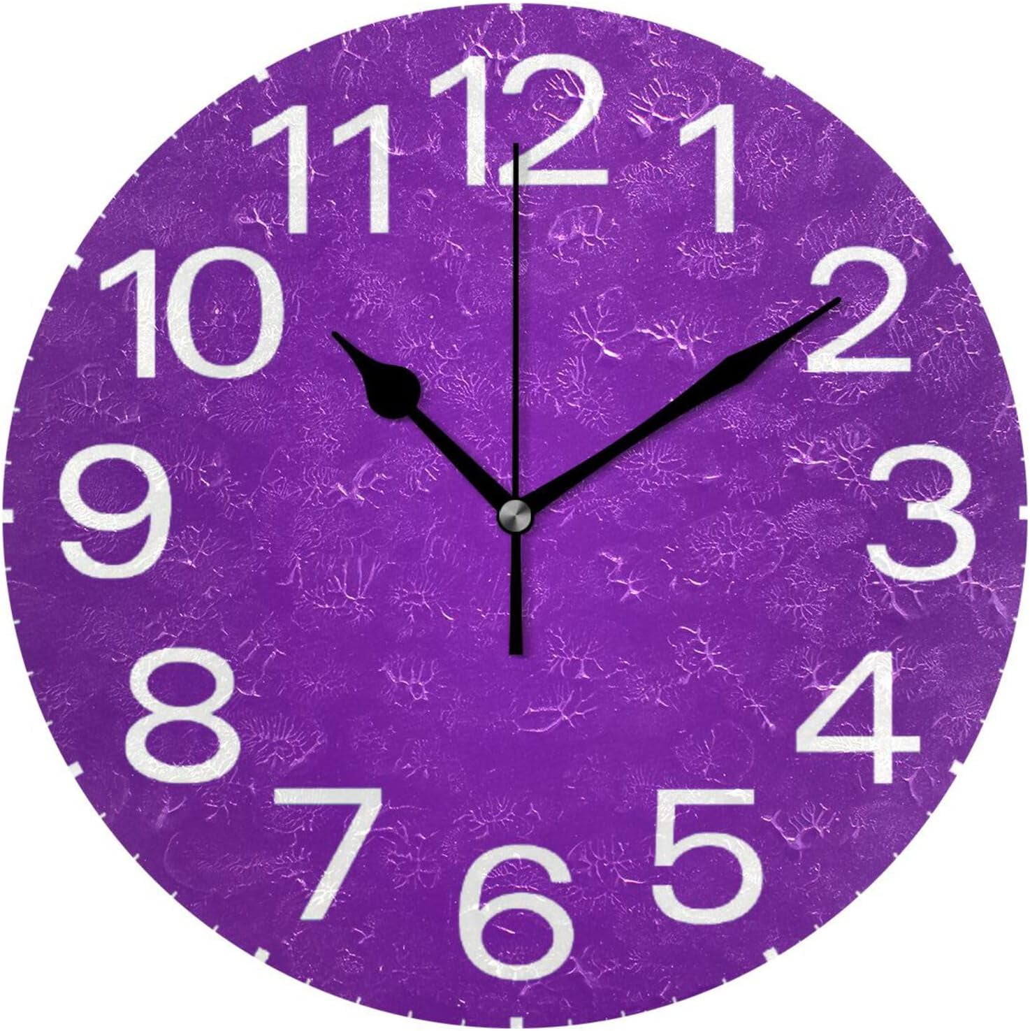 GZHJMY Deep Purple Wall Clock,Silent Non Ticking 10 Inch Battery ...