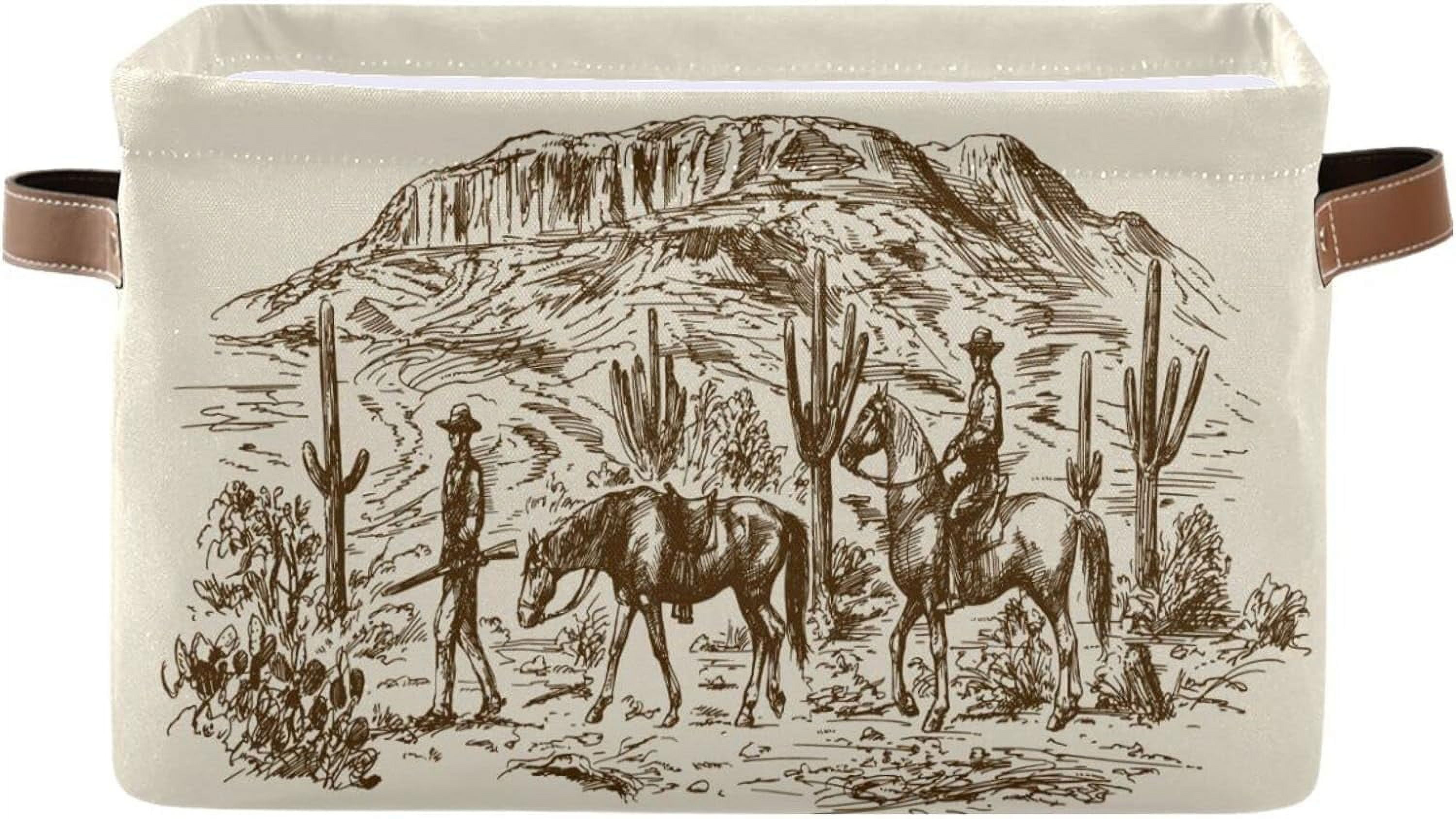 GZHJMY Desert Cowboy Riding Large Square Storage Basket Bin with ...