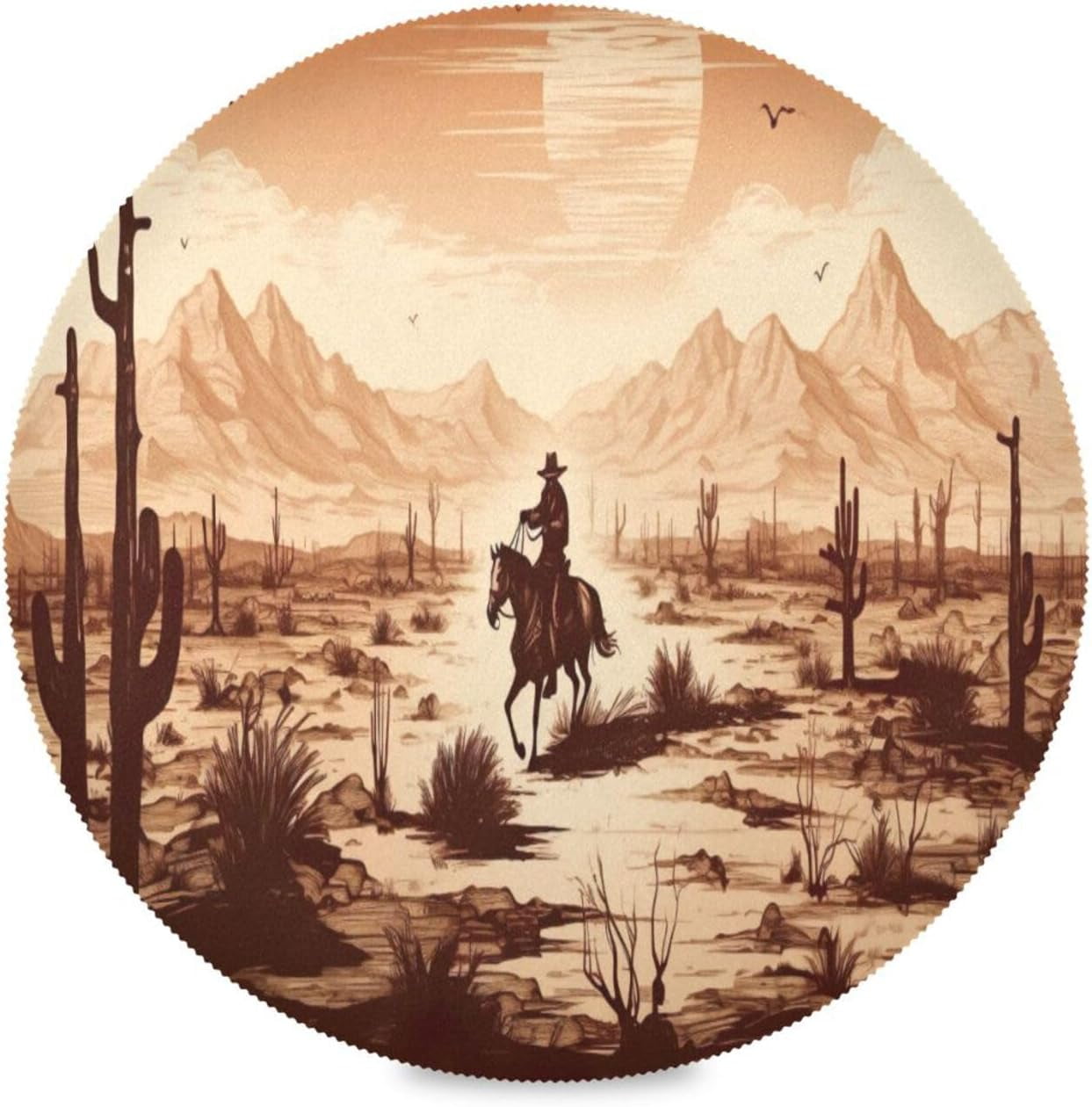 GZHJMY Desert Cowboy Round Placemats 15.4in, Washable Heat Resistant ...