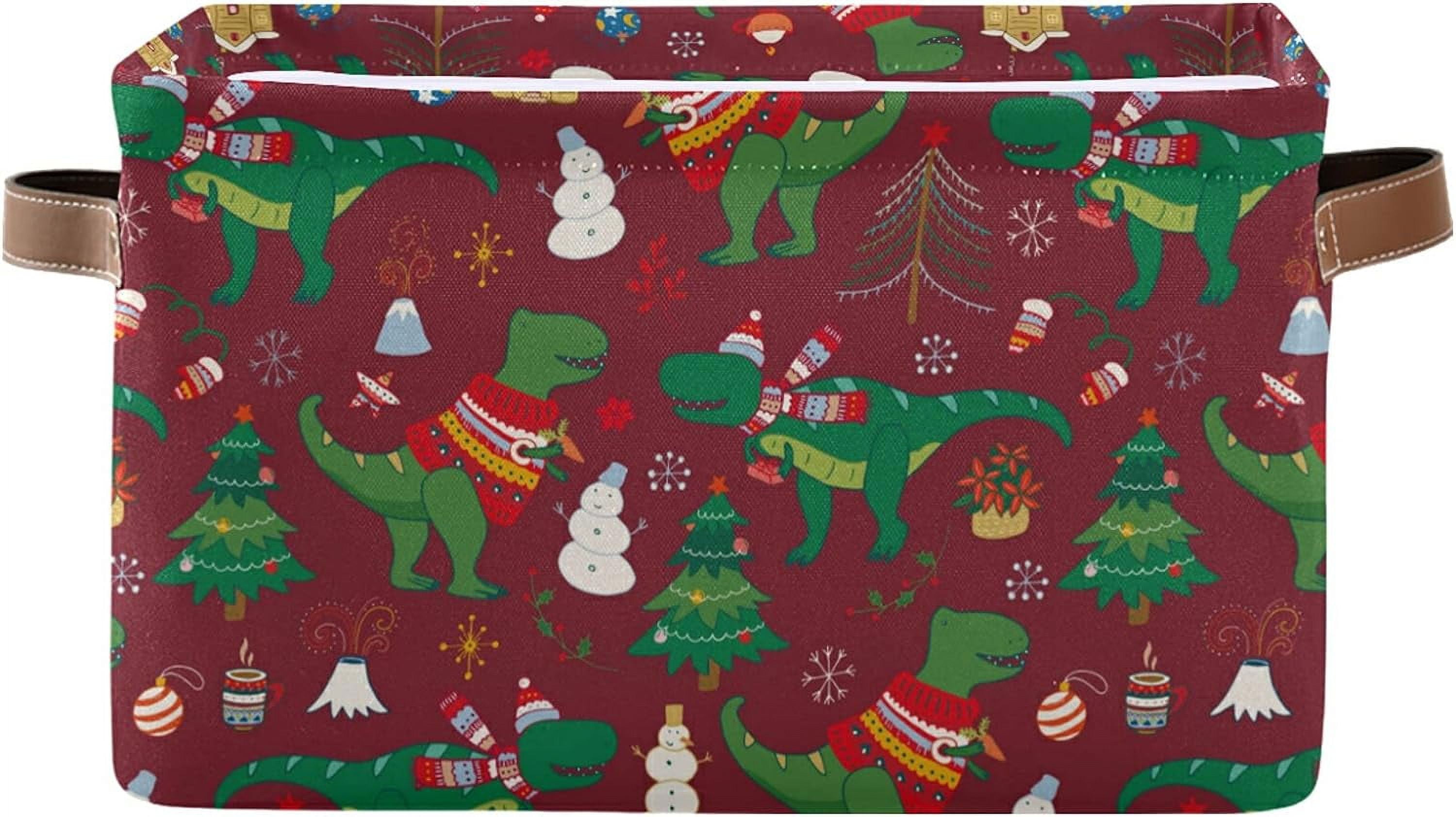 GZHJMY Dinosaur Christmas Happy New Year Storage Bin Collapsible with ...