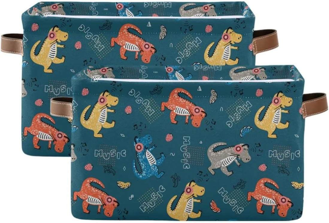 GZHJMY Dinosaur Rectangular Storage Bins, 2 PCS Collapsible Toy Storage ...