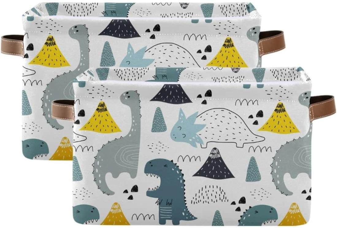 GZHJMY Dinosaur Rectangular Storage Bins, 2 PCS Collapsible Toy Storage ...