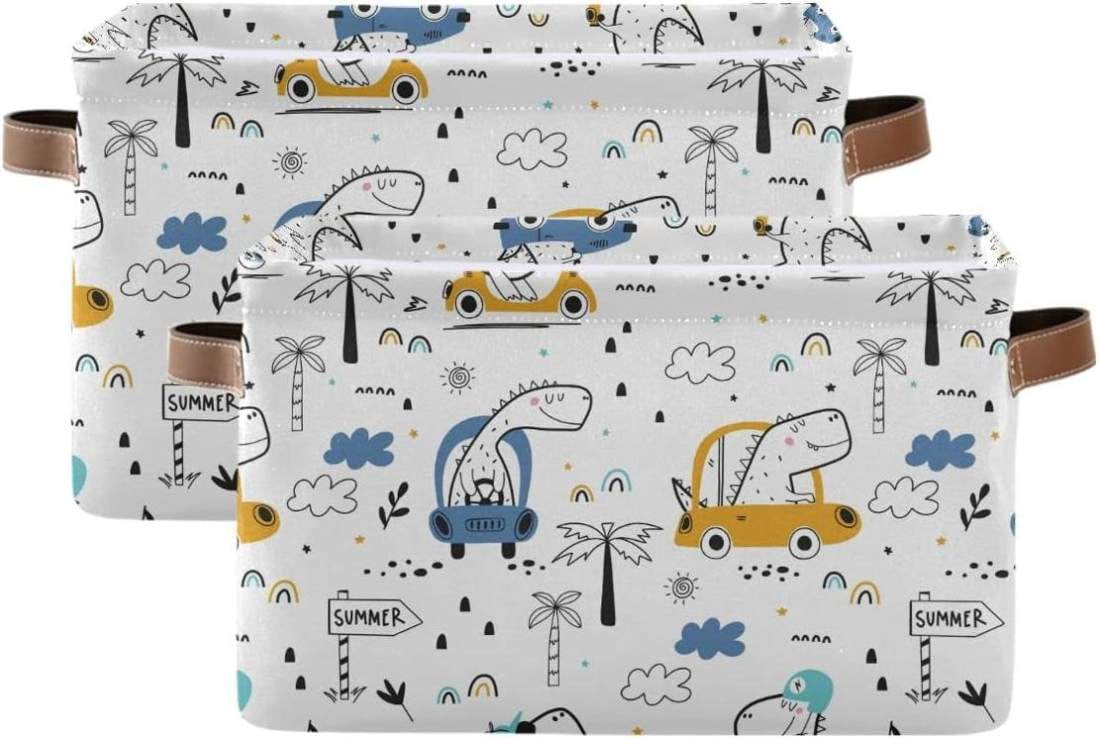 GZHJMY Dinosaur Rectangular Storage Bins, 2 PCS Collapsible Toy Storage ...