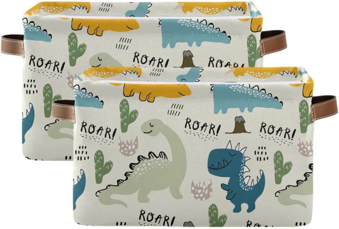 GZHJMY Dinosaur Rectangular Storage Bins, 2 PCS Collapsible Toy Storage ...