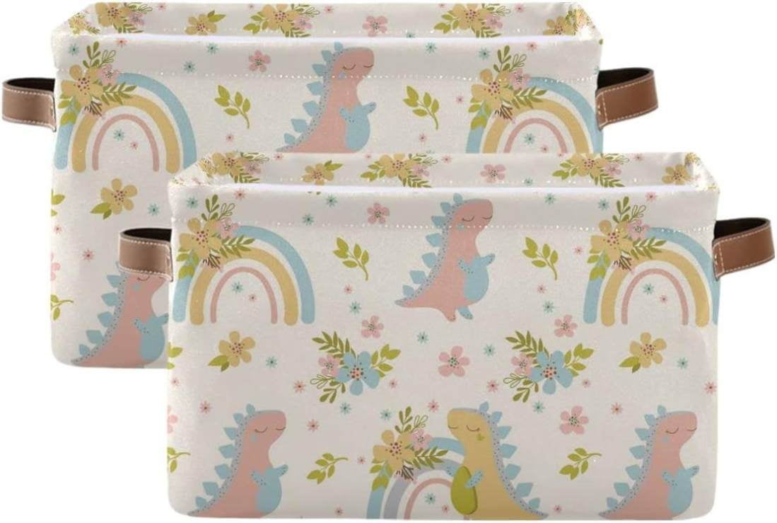 GZHJMY Dinosaur Rectangular Storage Bins, 2 PCS Collapsible Toy Storage ...