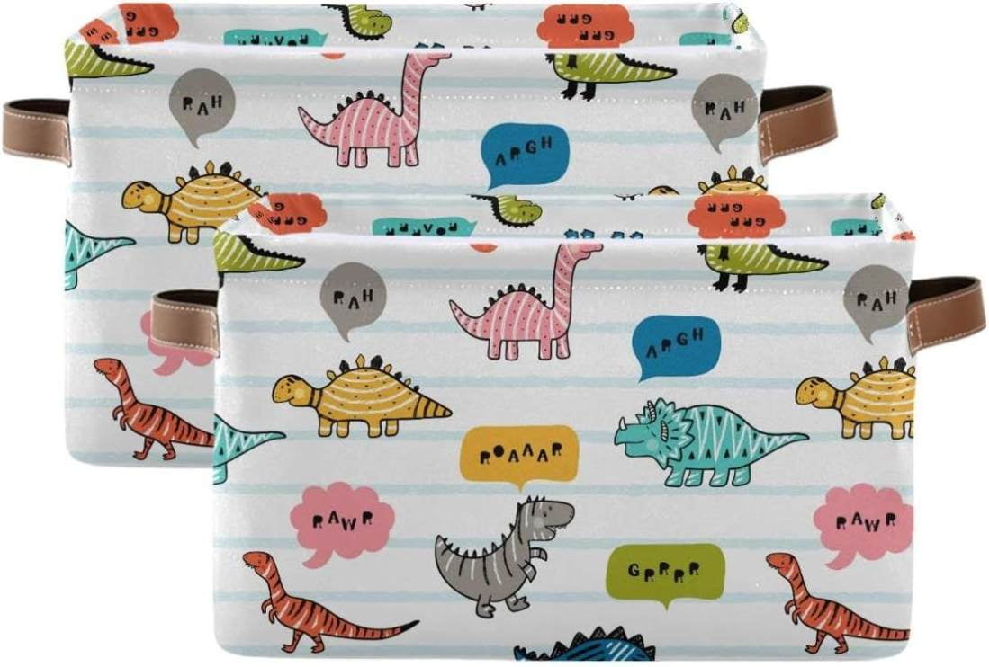 GZHJMY Dinosaur Rectangular Storage Bins, 2 PCS Collapsible Toy Storage ...