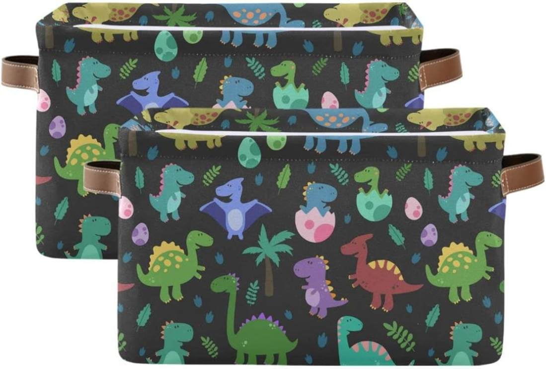 GZHJMY Dinosaur Rectangular Storage Bins, 2 PCS Collapsible Toy Storage ...