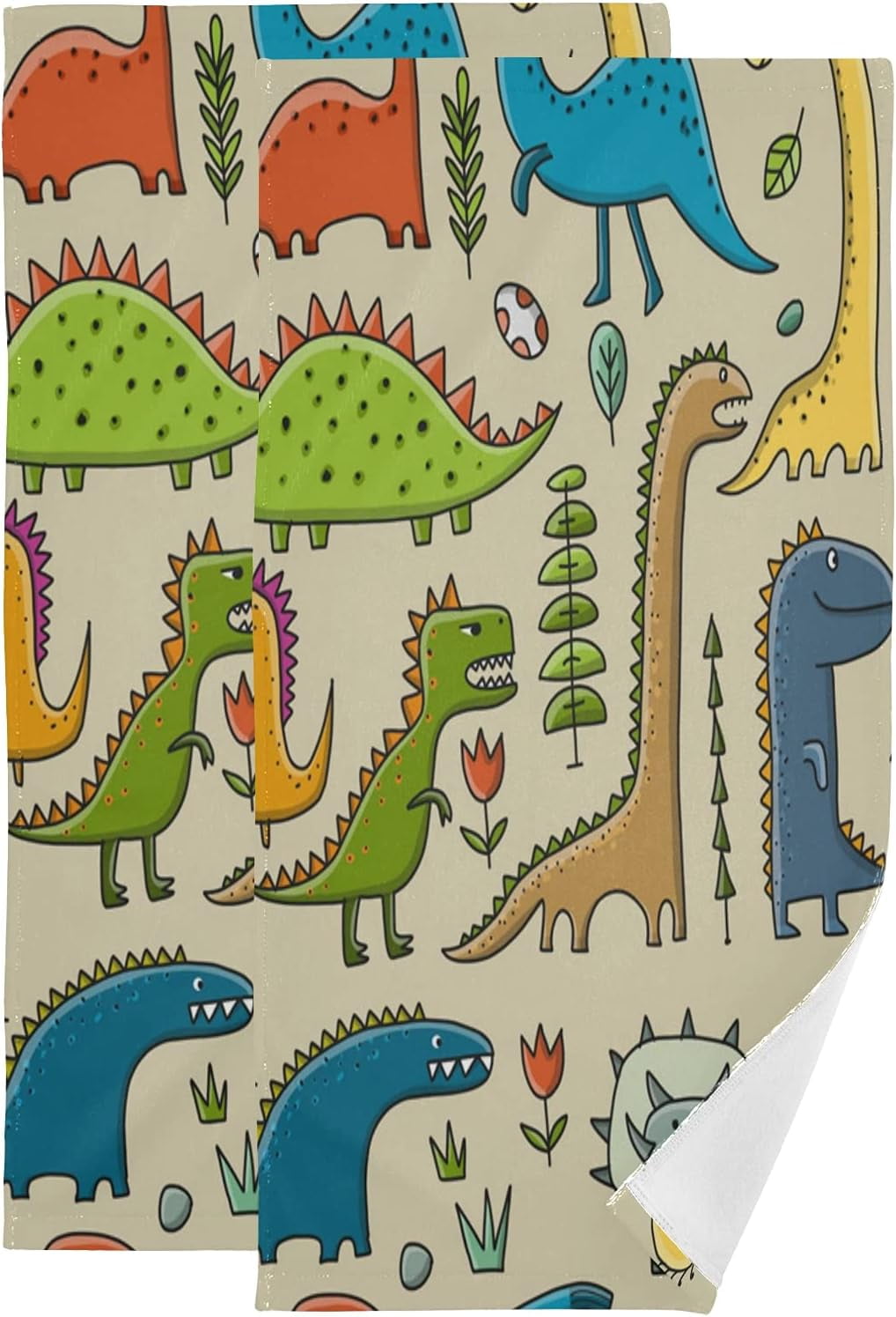 GZHJMY Dinosaur Soft Hand Towels, 2 Pcs Absorbent Bath Towel Decorative ...