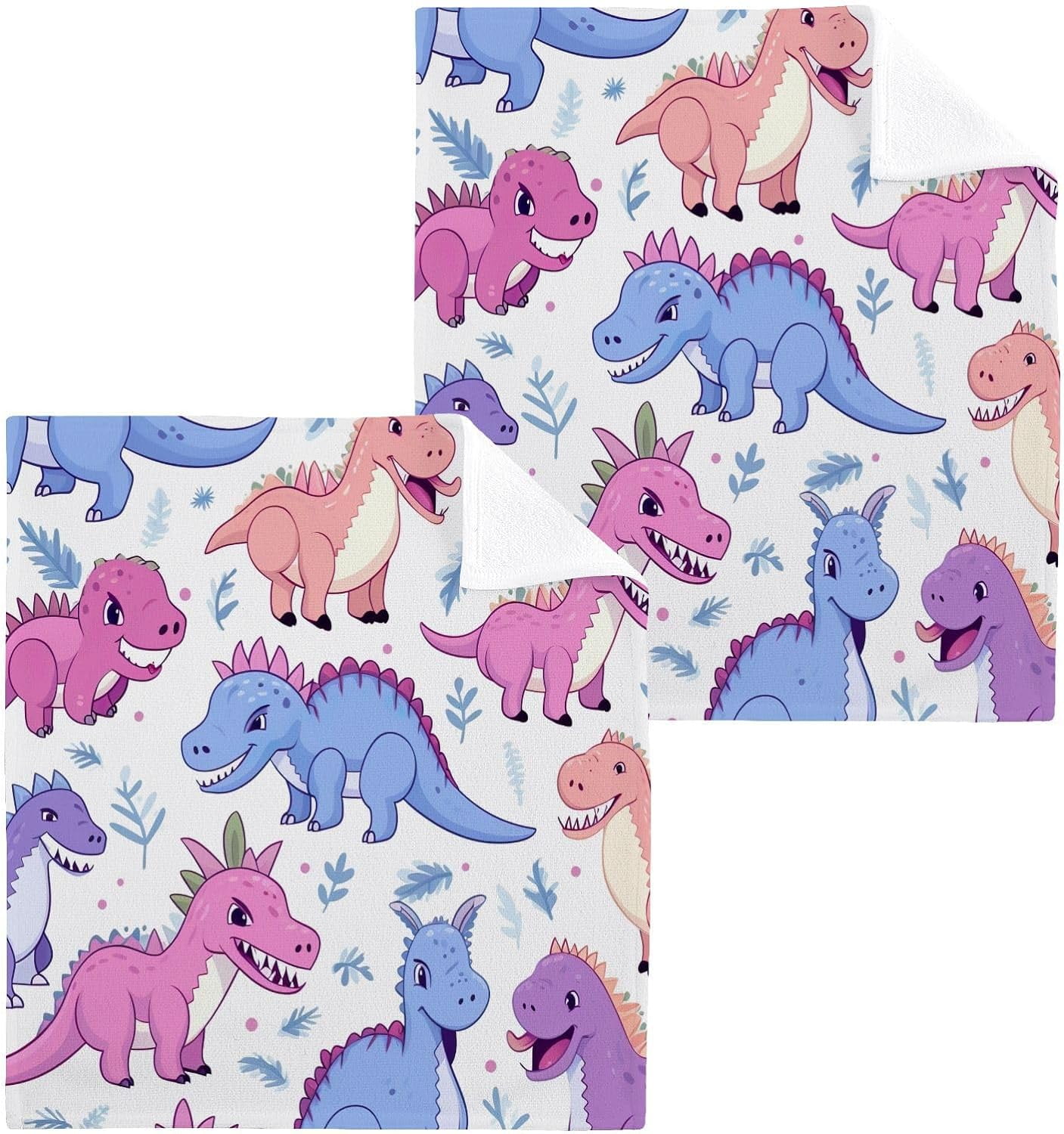 GZHJMY Dinosaurs Cotton Washcloths Set of 4, 12"x12" Super Soft ...