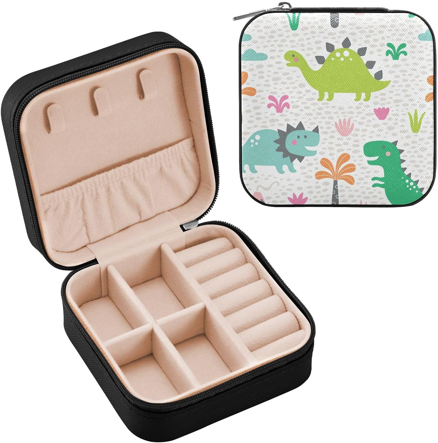 GZHJMY Dinosaurs Travel Jewelry Box, PU Leather Small Jewelry Organizer ...