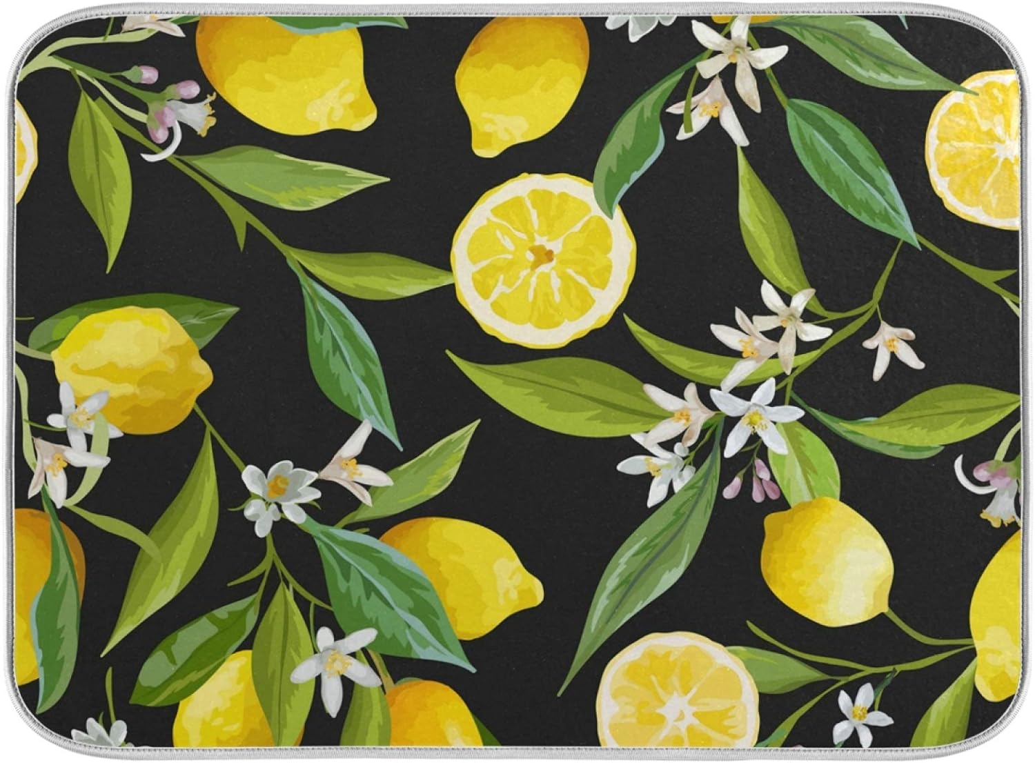 GZHJMY Dish Drying Mat Cool Lemon Flower Ultra Absorbent Drying Pad ...