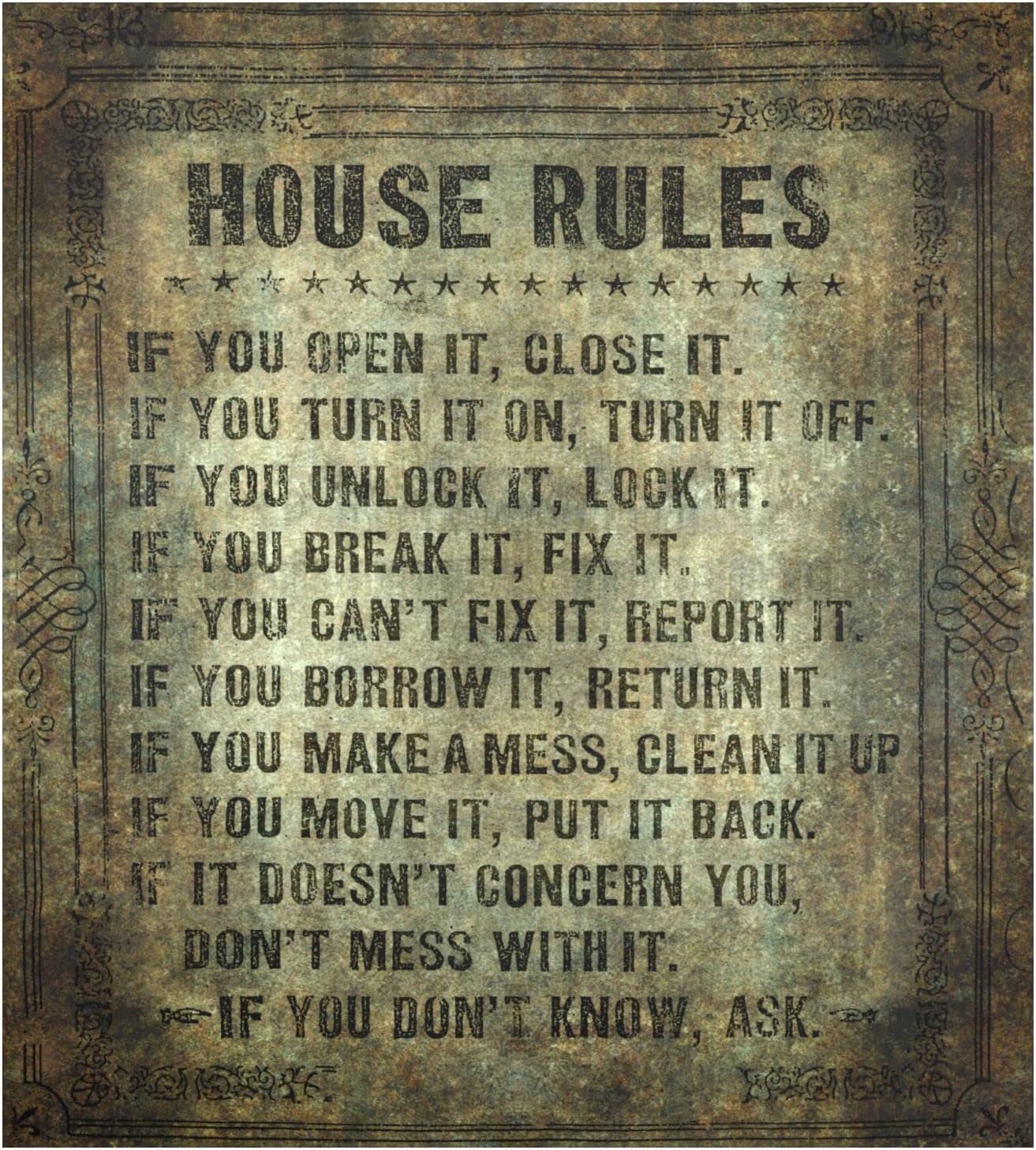 GZHJMY Dishwasher Magnet Cover House Rules Retro Sticker Magnetic ...