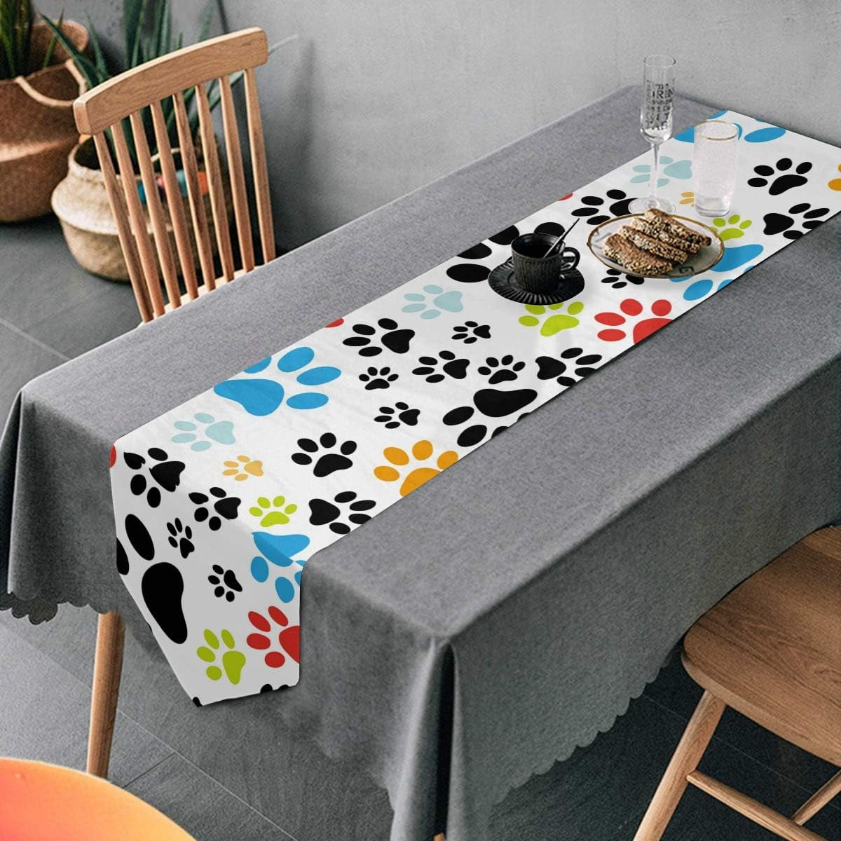 GZHJMY Dog Paw Print Table Runner Dining Table Decor 13" × 70 ...