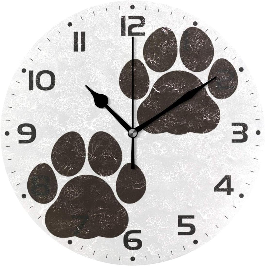 GZHJMY Dog Paw Wall Clock, 10" Silent Non Ticking Round Clock, Oil ...