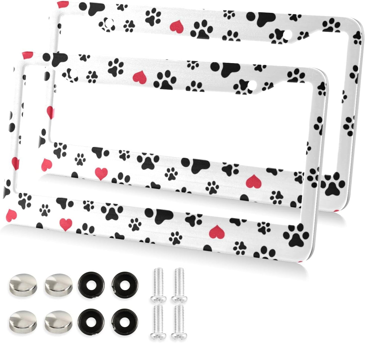 GZHJMY Dog/cat Paw Print Love Heart License Plate Frames for Women Men ...
