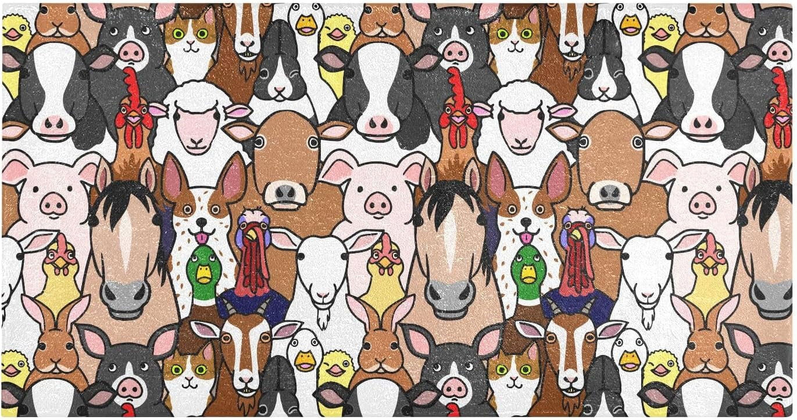 GZHJMY Doodle Farm Animals Faces Bathroom Rugs Floor Mats Non-Slip Soft ...