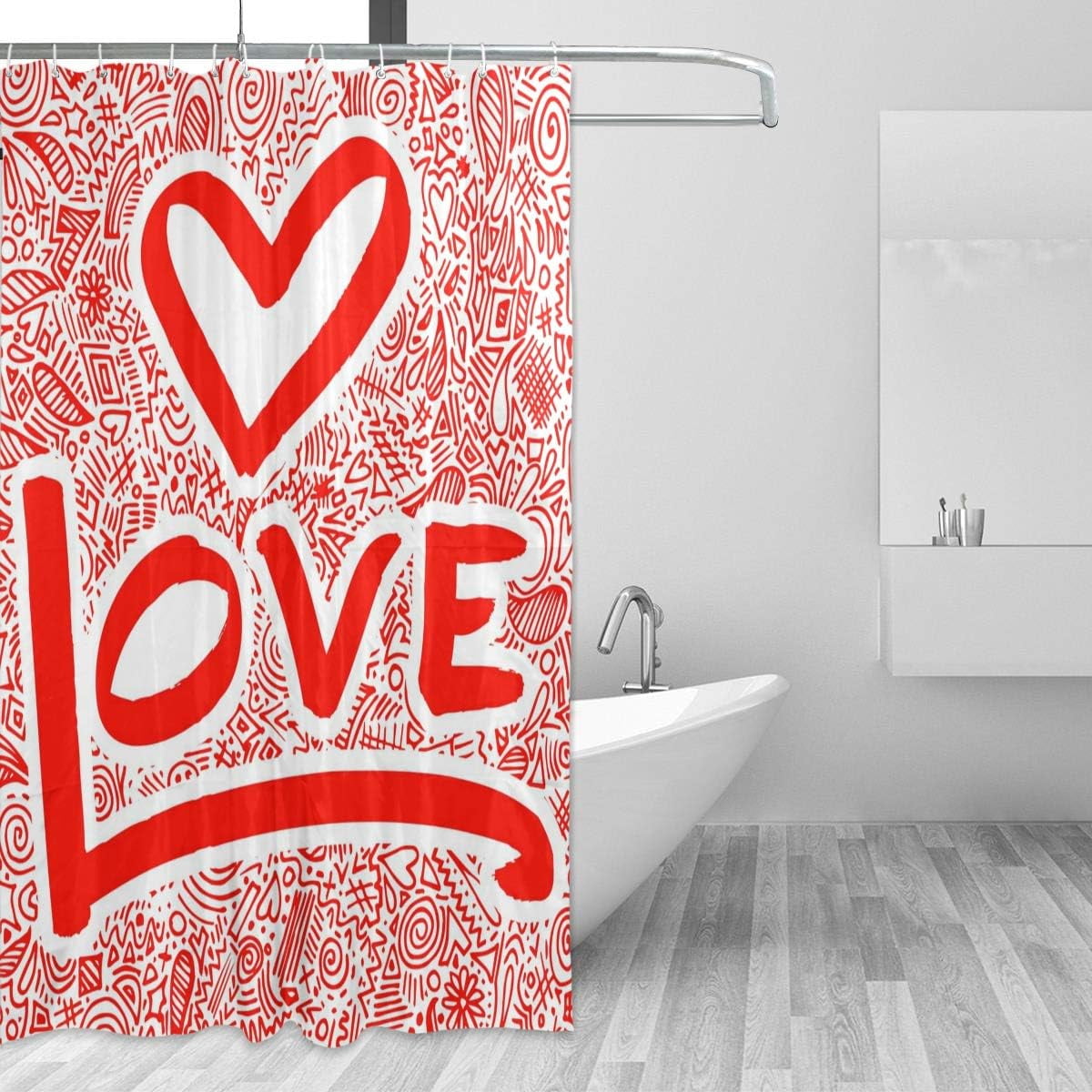 Gzhjmy Doodle Valentines Day Red Love Shower Curtain Liner 72 X 72