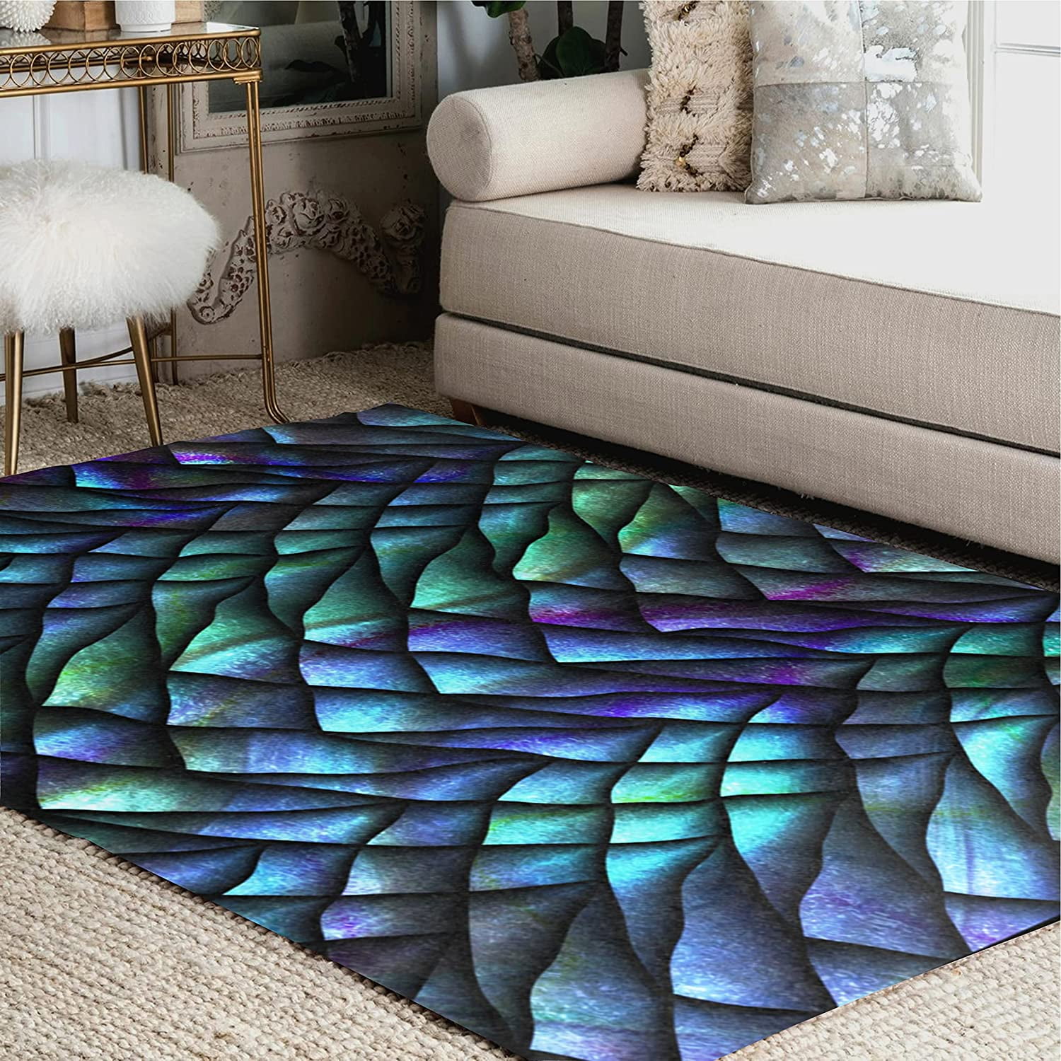 GZHJMY Dragon Scales 3D Area Rug Living Room Rugs - 5'3" x4 Abstract ...