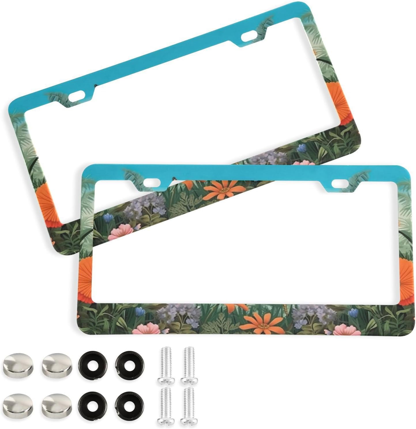 GZHJMY Dragonfly Flower License Plate Frames Set of 2, Universal ...