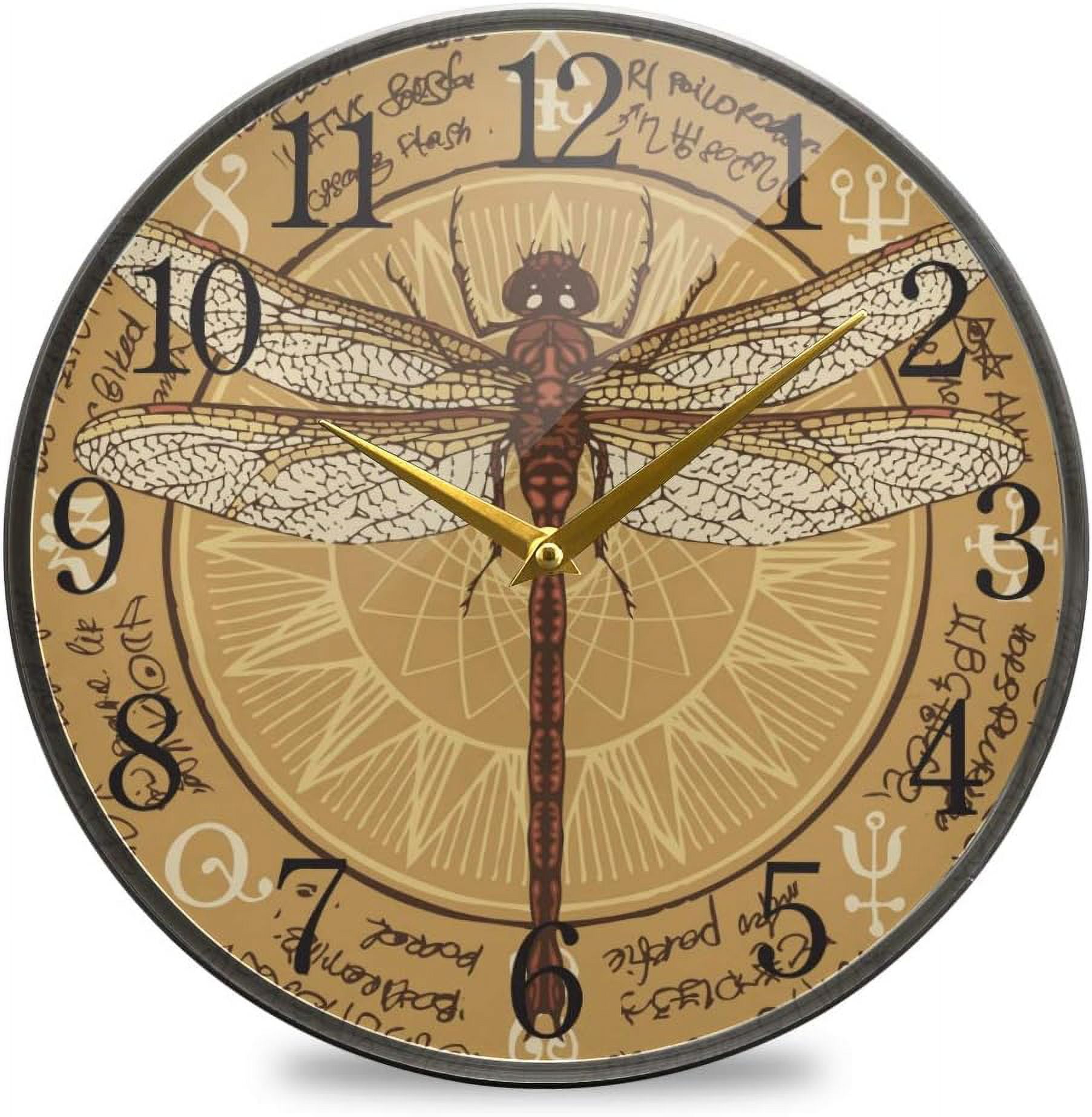 GZHJMY Dragonfly an Circle Pattern Wall Clock Silent Non Ticking 9.5 ...
