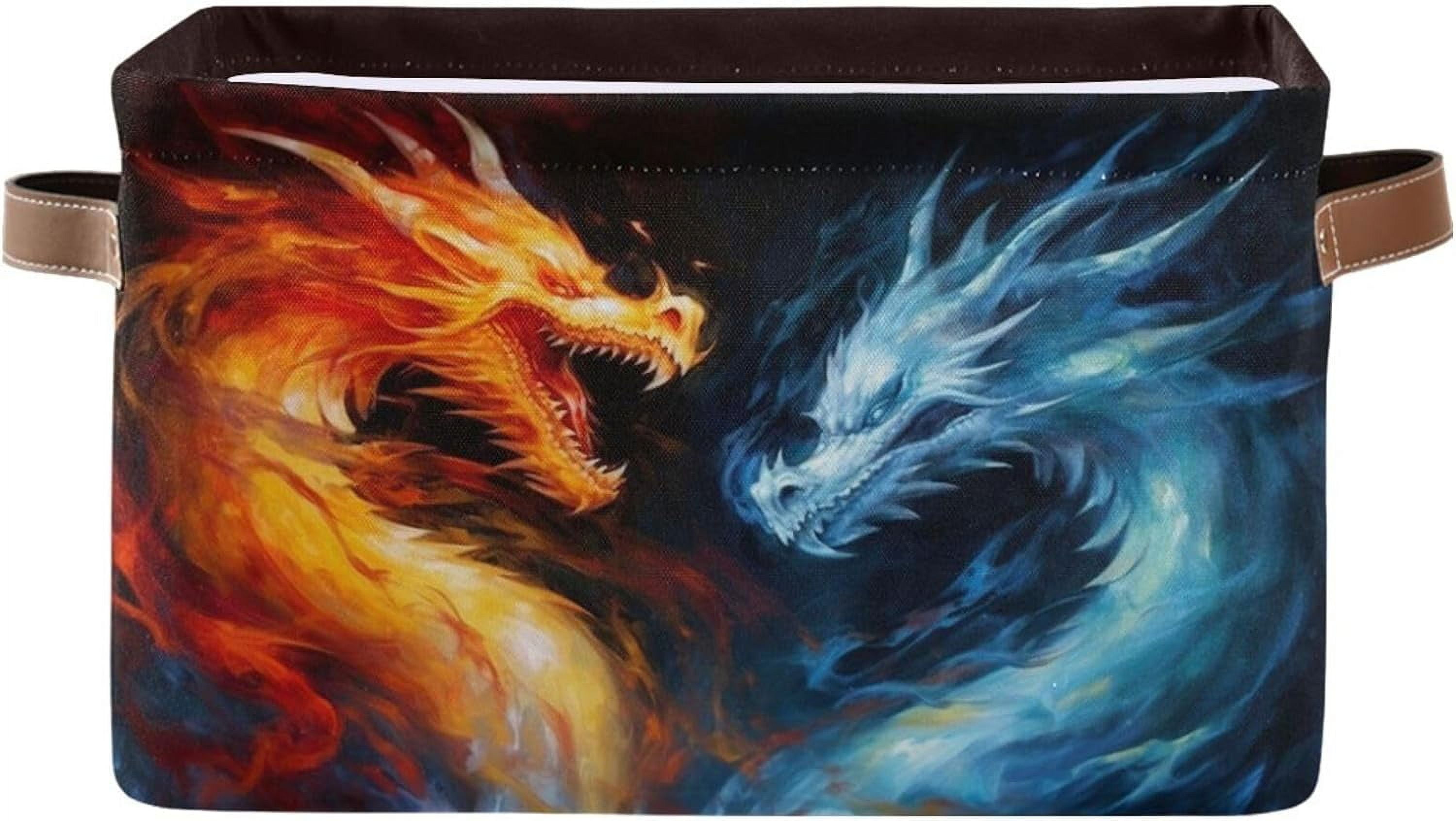 GZHJMY Dragons Fighting Storage Bins Foldable Canvas Fabric Storage ...