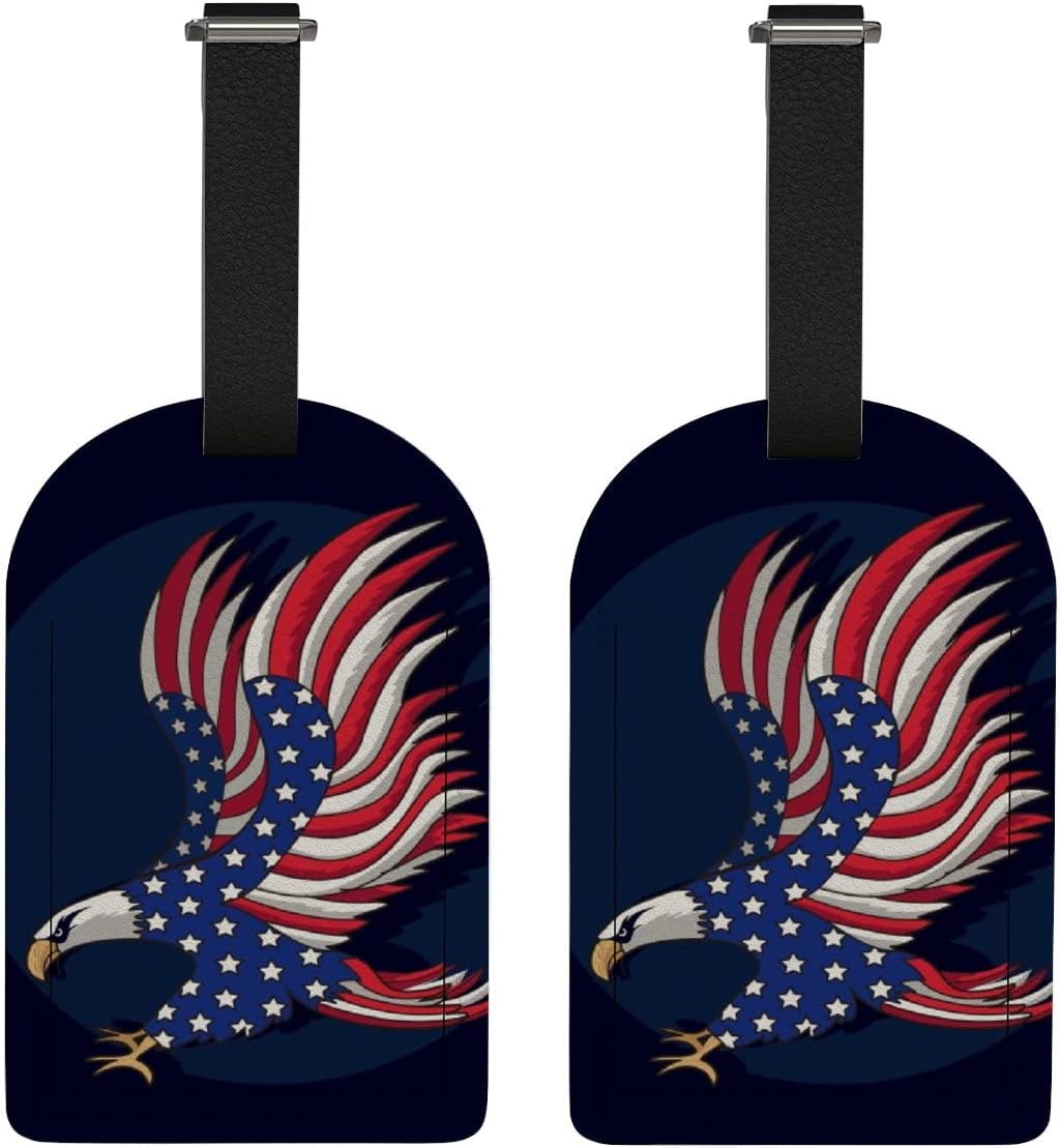 GZHJMY Eagles Flag American Luggage Tags Set of 2, PU Leather Travel ID ...