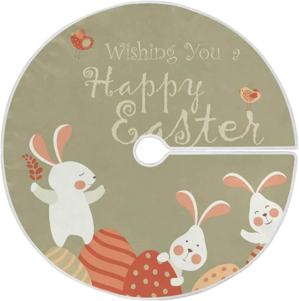 GZHJMY Easter Bunny Christmas Tree Skirt 36", Easter Tree Skirt Double ...