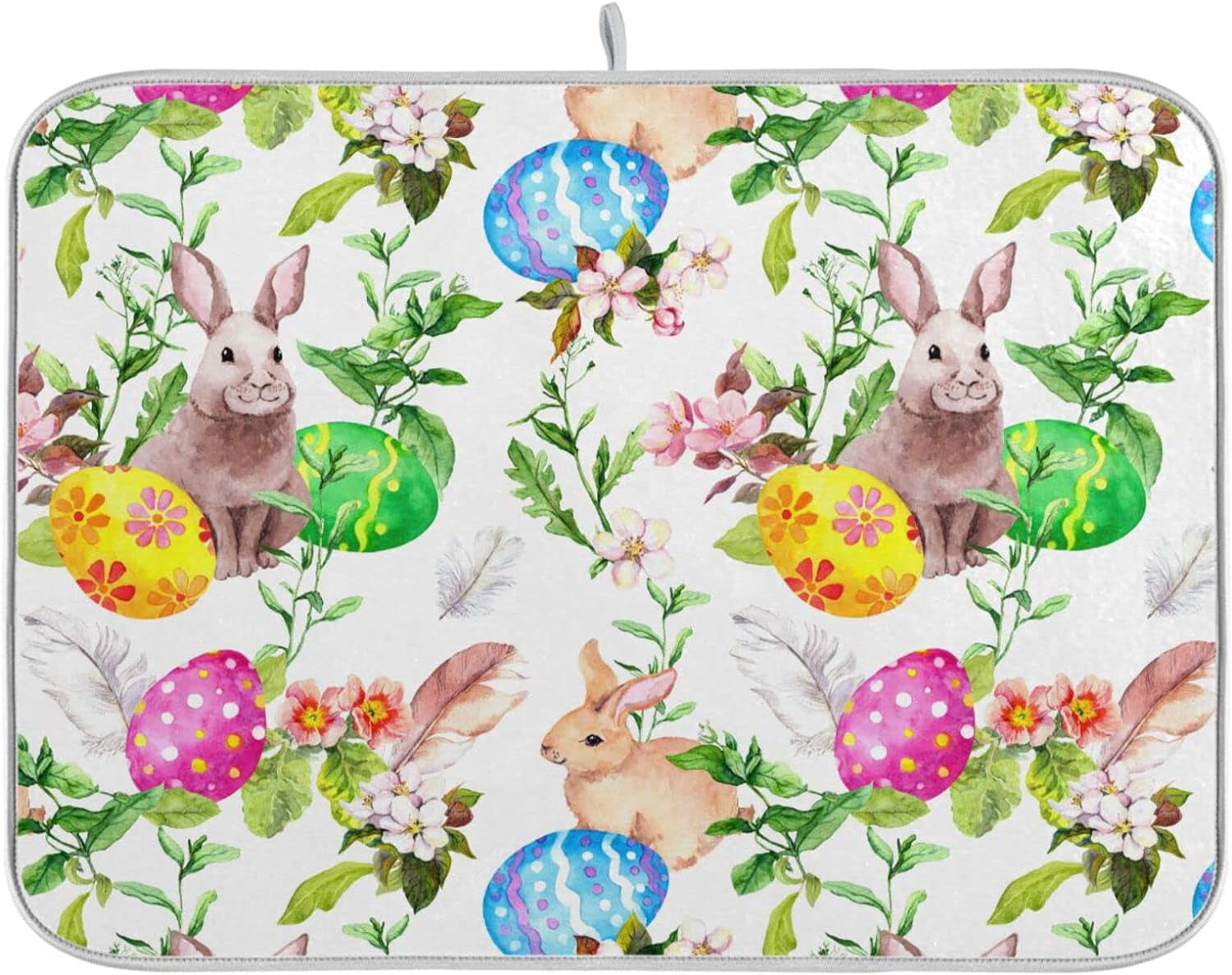 GZHJMY Easter Bunny Eggs Floral Pattern Absorbent Dish Drying Mat, 16 x ...