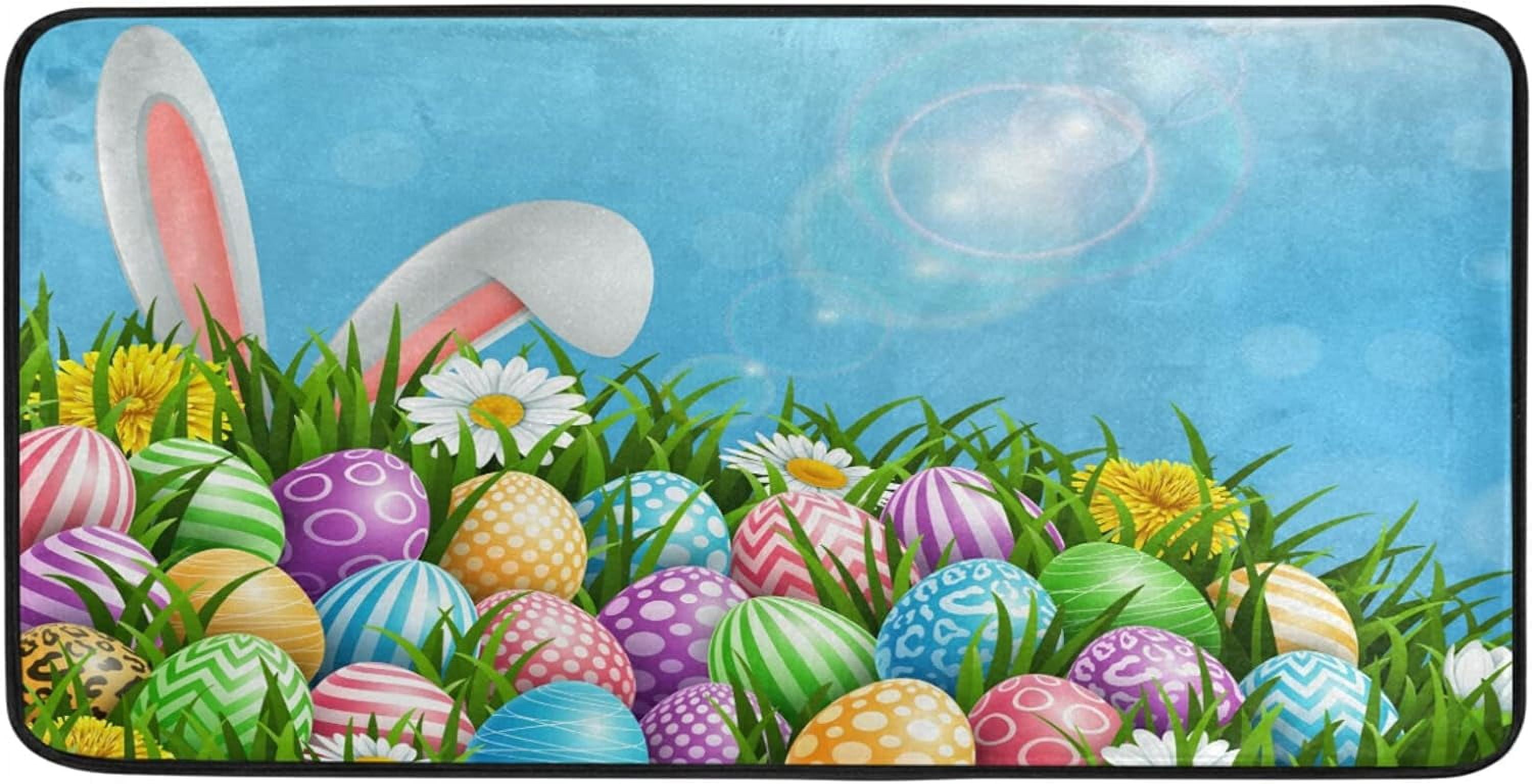 GZHJMY Easter Bunny Eggs Kitchen Rug Anti Fatigue Soft Non-Slip Bath ...
