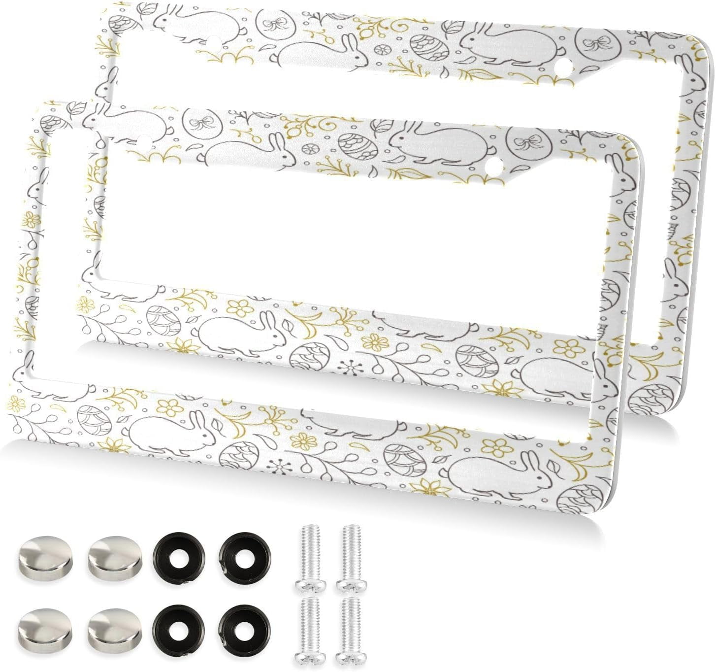 GZHJMY Easter Bunny License Plate Frames, License Plate Covers, 2 Packs ...