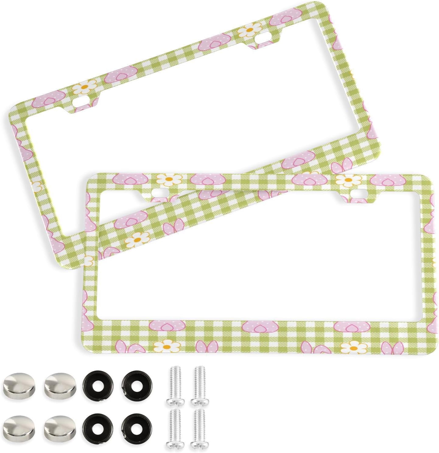 GZHJMY Easter Bunny Plaid License Plate Frames, License Plate Covers, 2 ...