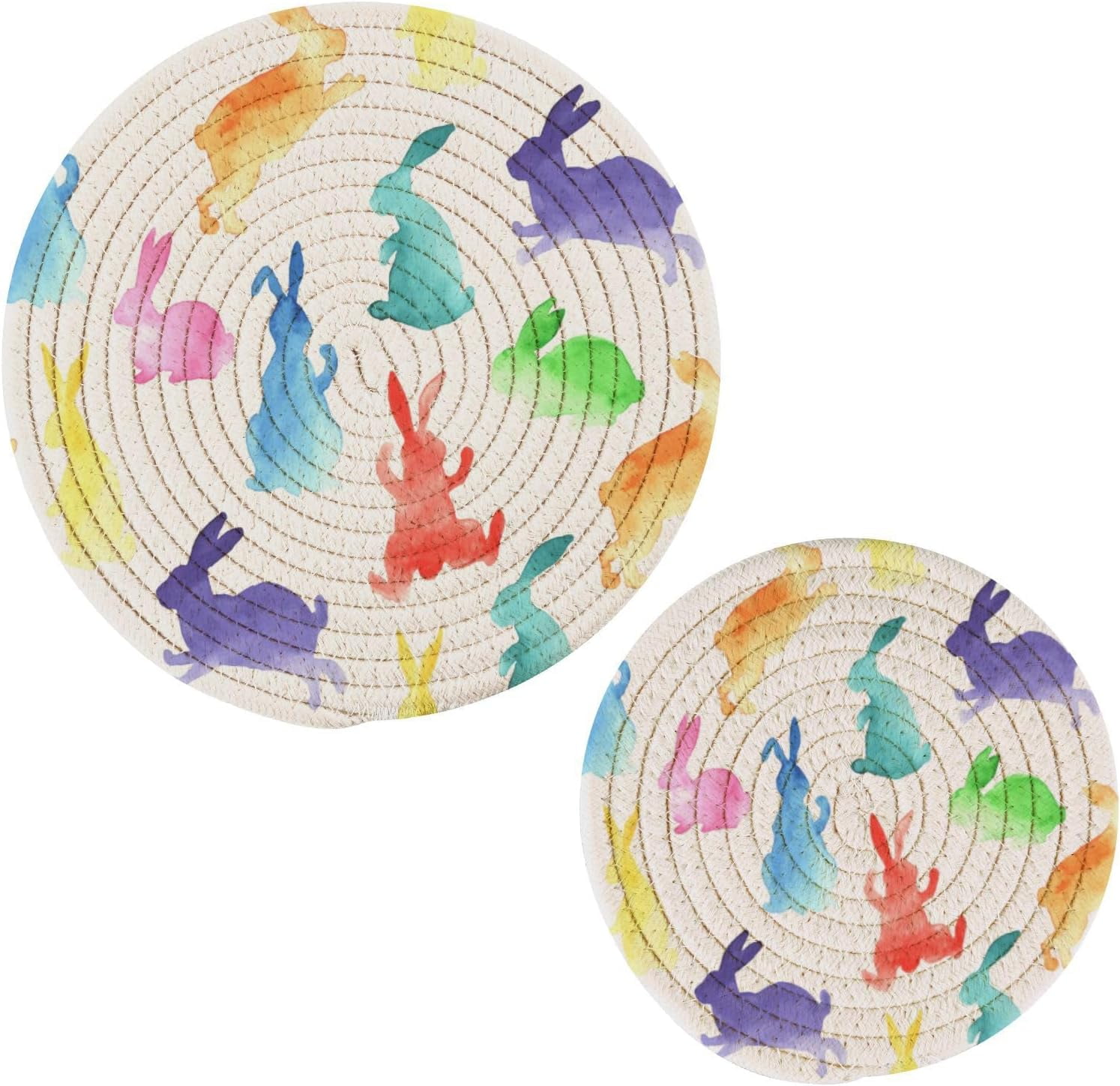GZHJMY Easter Bunny Pot Holder Trivets Set of 2, Heat Resistant Cotton ...