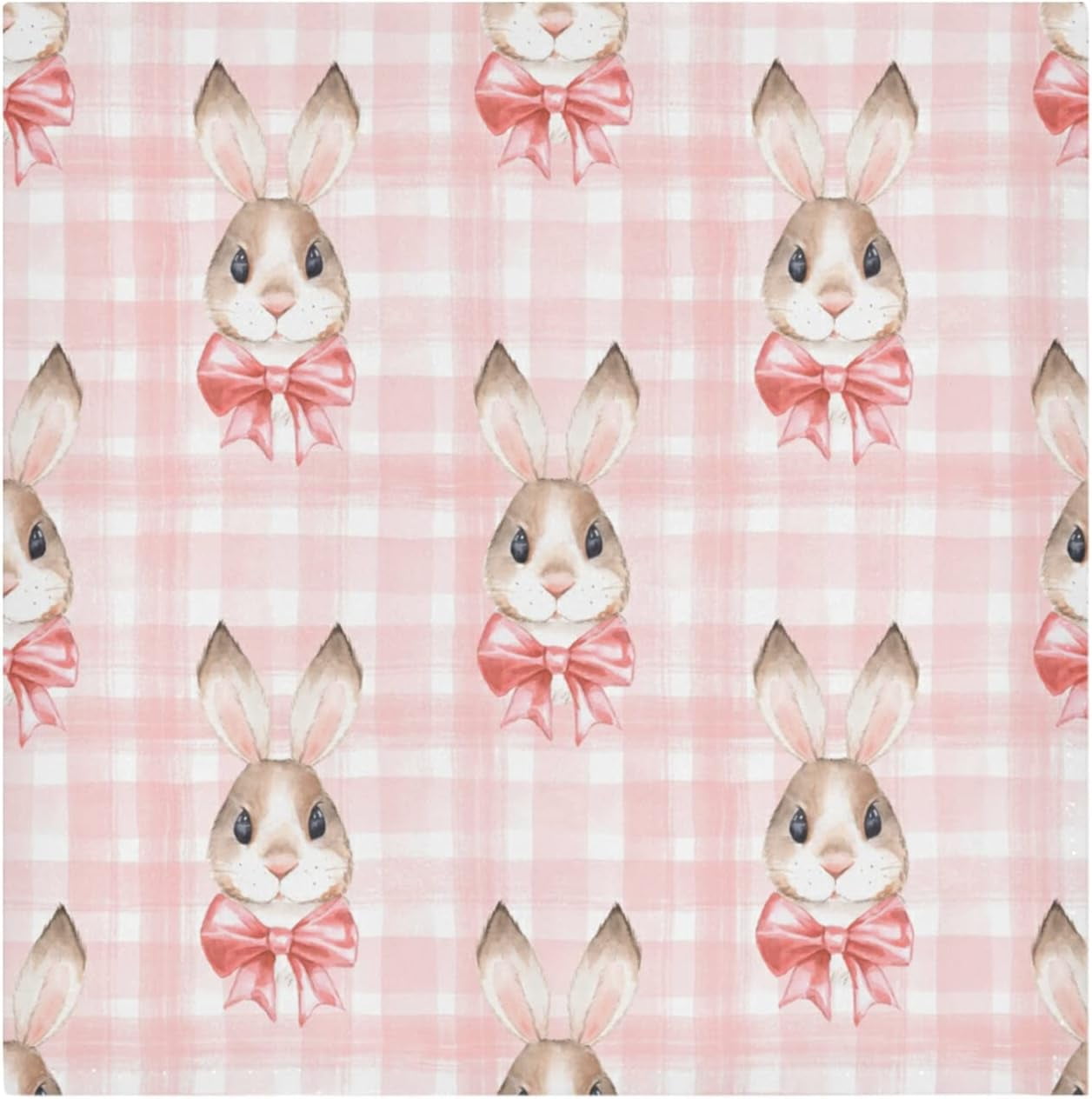 GZHJMY Easter Cloth Bunny Pink Plaid Napkin Spring Summer Kitchen ...