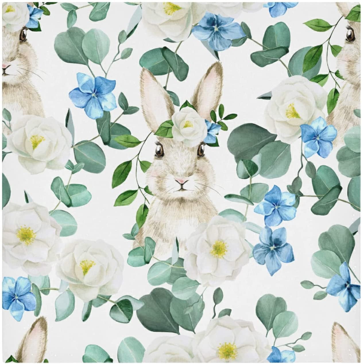GZHJMY Easter Cloth Napkin Bunny White Blue Flower Kitchen Dining Table ...