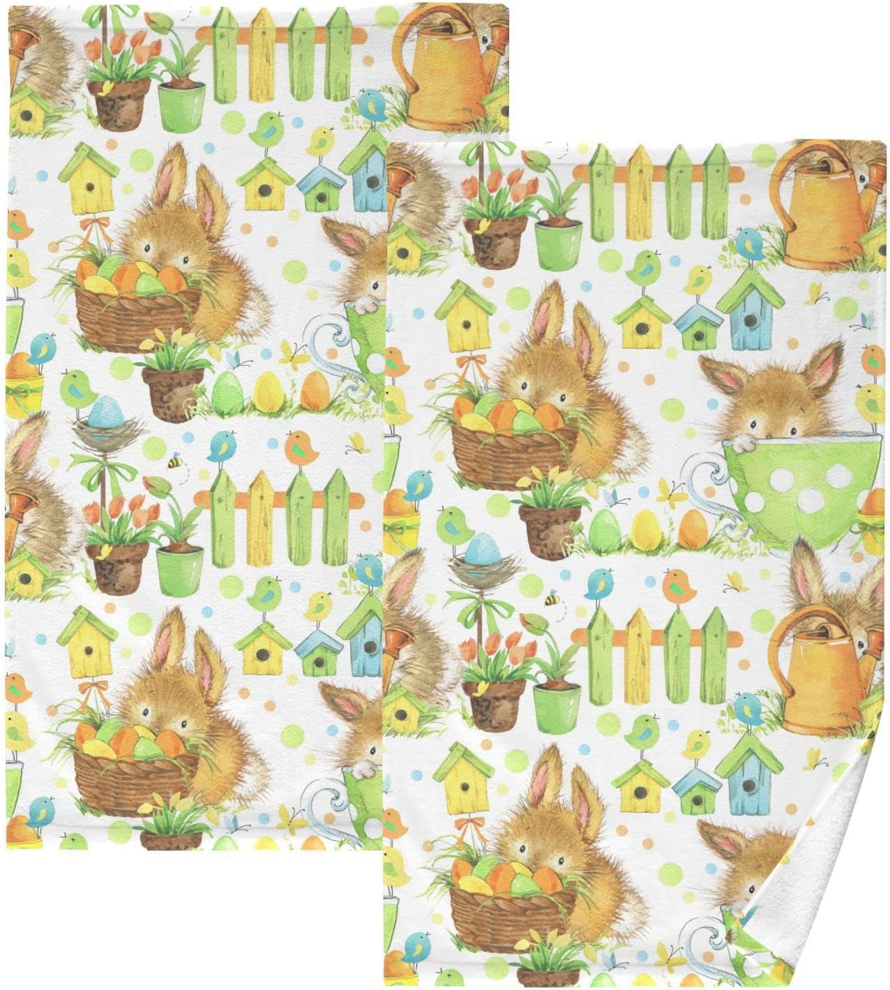GZHJMY Easter Cotton Hand Towels, 2 Pack Absorbent Bath Towel ...