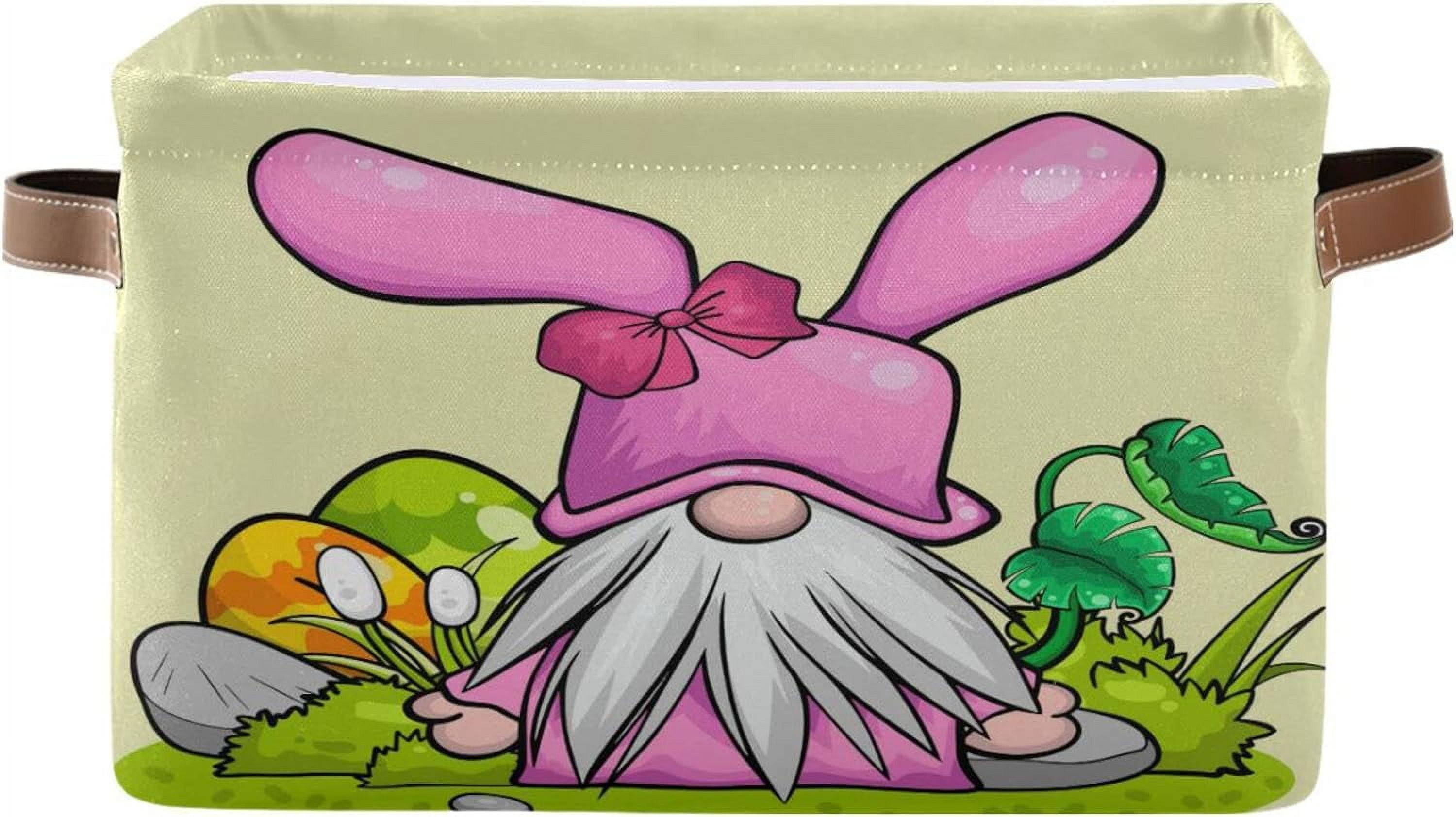 GZHJMY Easter Eggs Gnome Large Square Storage Basket Bin with Handles ...