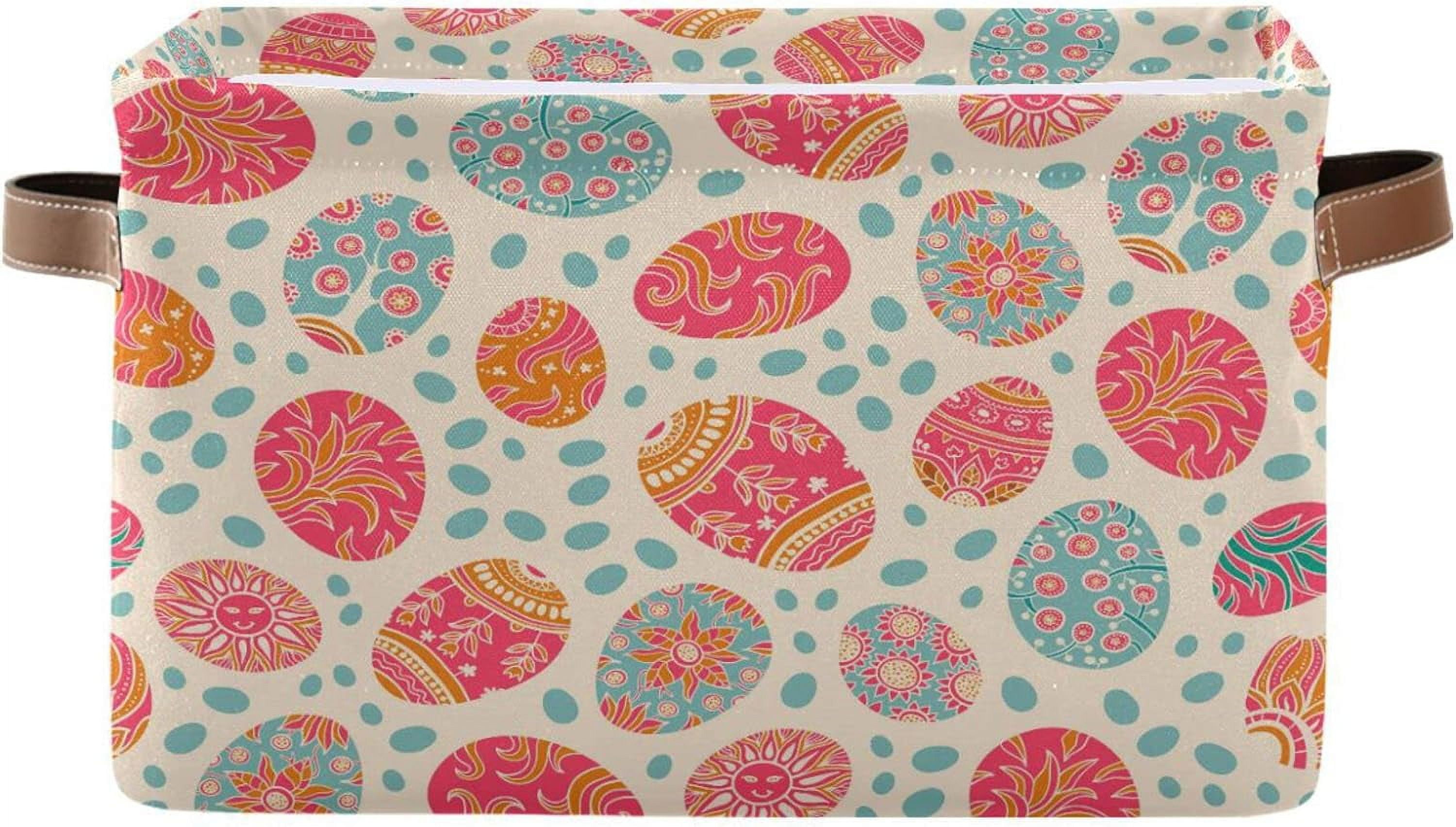 GZHJMY Easter Eggs Large Square Storage Basket Bin with Handles 1PCS ...