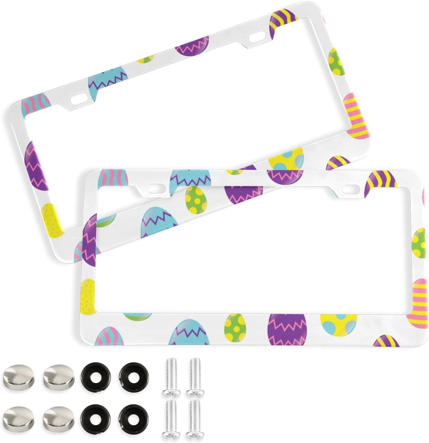 GZHJMY Easter Eggs License Plate Frames 2pcs, Waterproof Aluminum Alloy ...