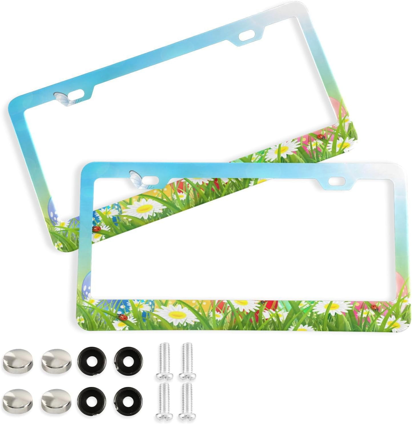 GZHJMY Easter Eggs License Plate Frames, License Plate Covers, 2 Packs ...