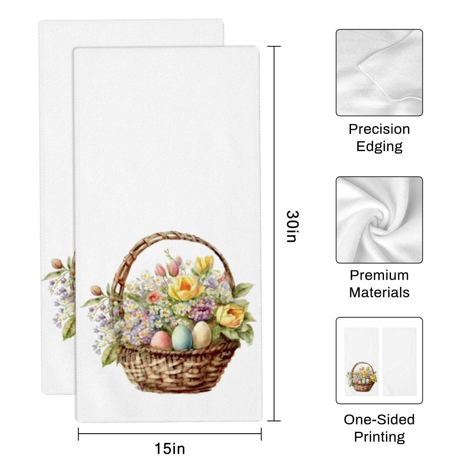 GZHJMY Easter Hand Towels Set of 2, Easter with Eggs Bunny Soft ...