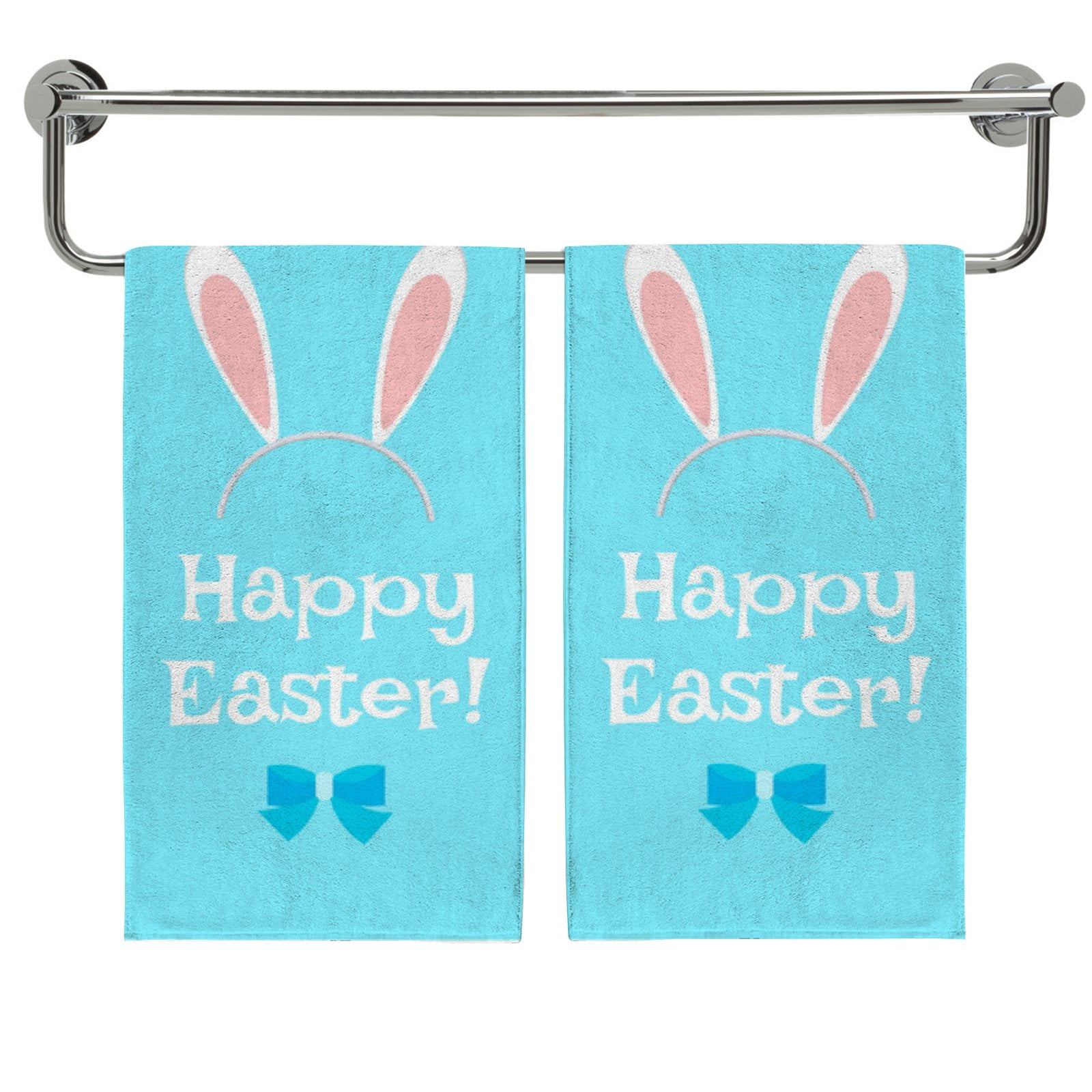 GZHJMY Easter Hand Towels Set of 2, White Bunny On Blue Background Soft ...